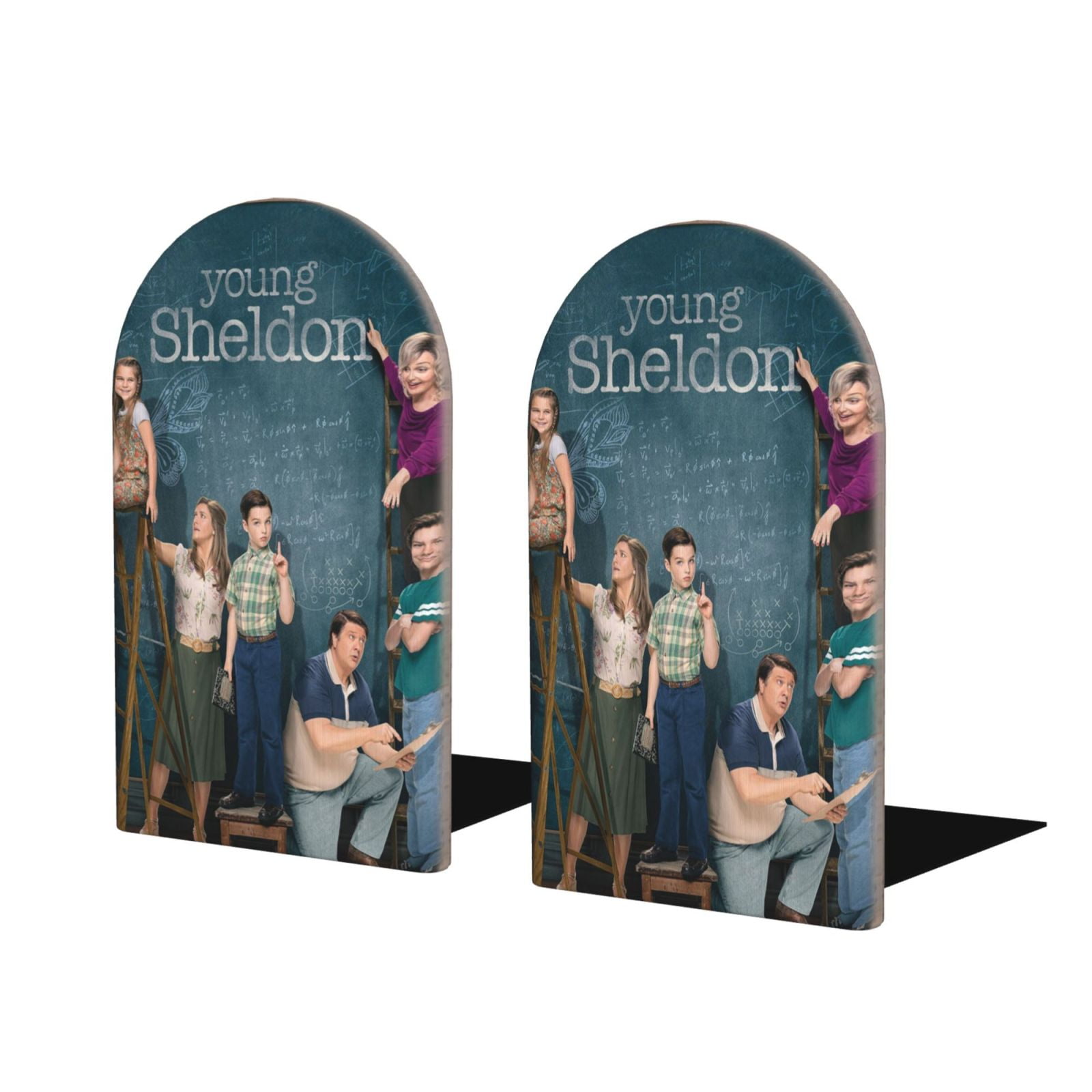 Young Sheldon Bookends Wood Book Divider Shelves Non-Skid Book Stand 2 ...