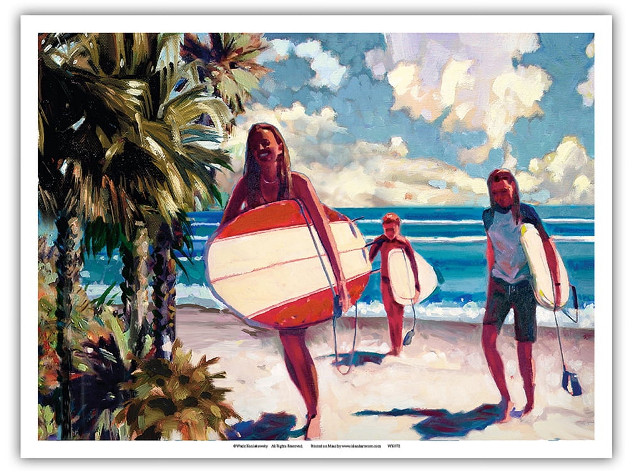 Young Surfers on the Beach - From an Original Color Painting by Wade ...