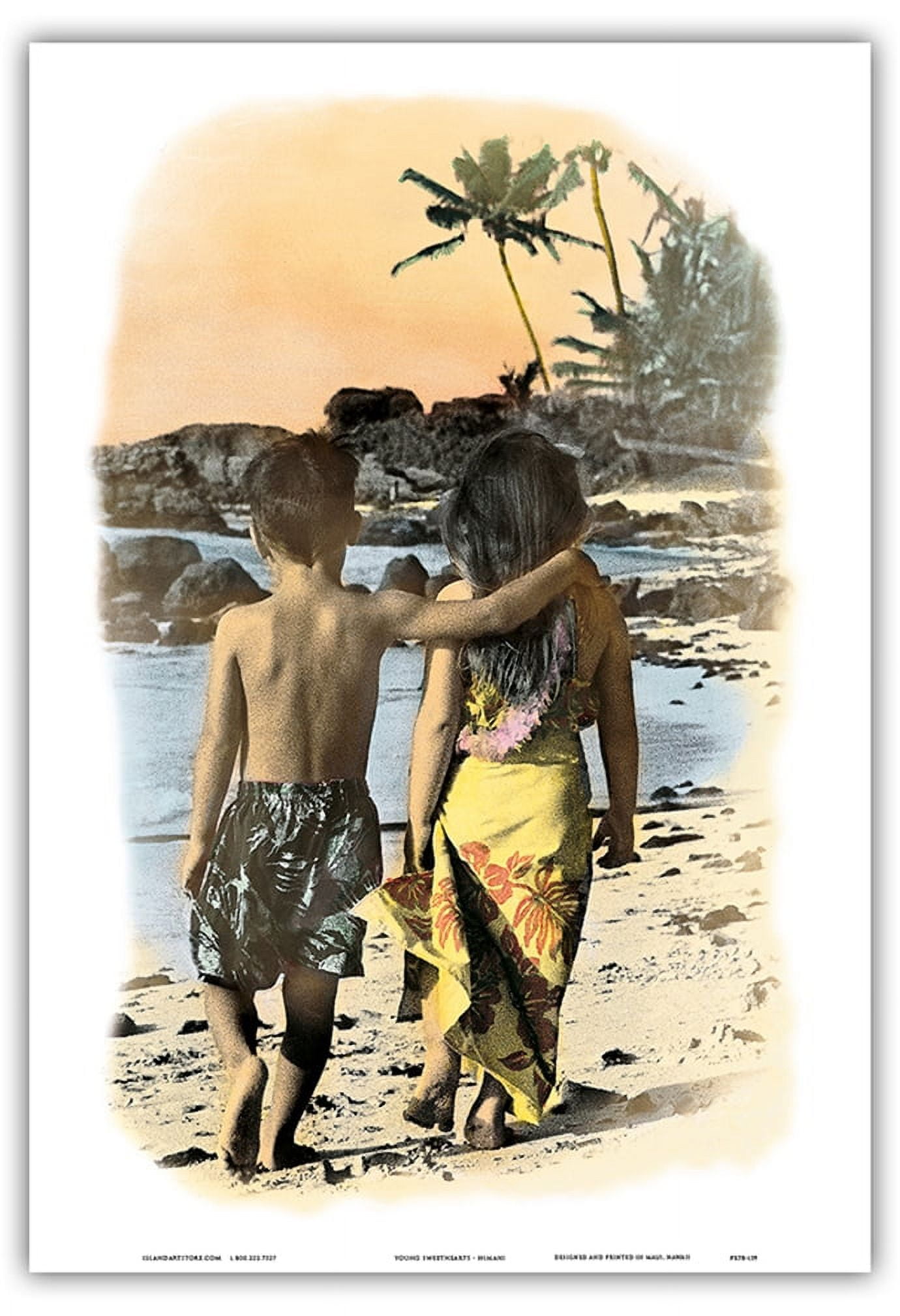 Young Sweethearts - Hawaiian Children (Keiki) Walk on the Beach - From ...
