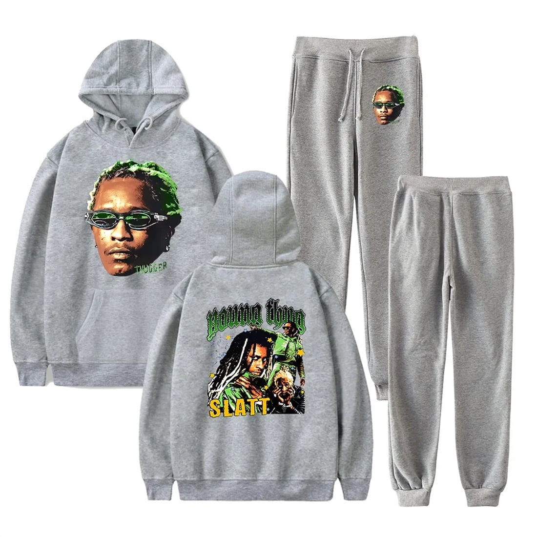 Young Thug SLATT Hoodie Jogger Pant 2 Piece Suit Casual Clothes Unisex ...