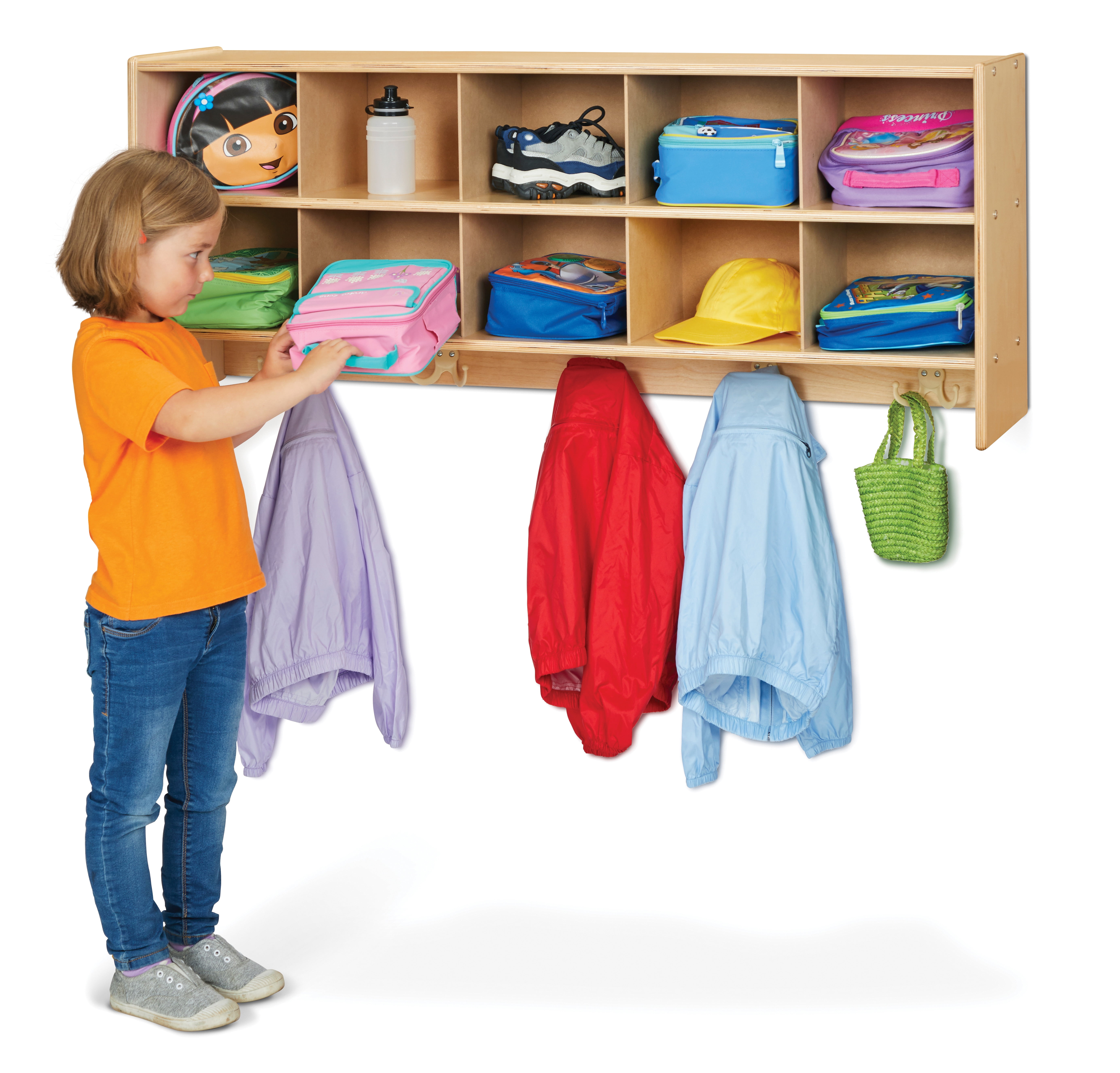 10 Section Wood Wall Mounted Coat Locker With Storage - Walmart.com