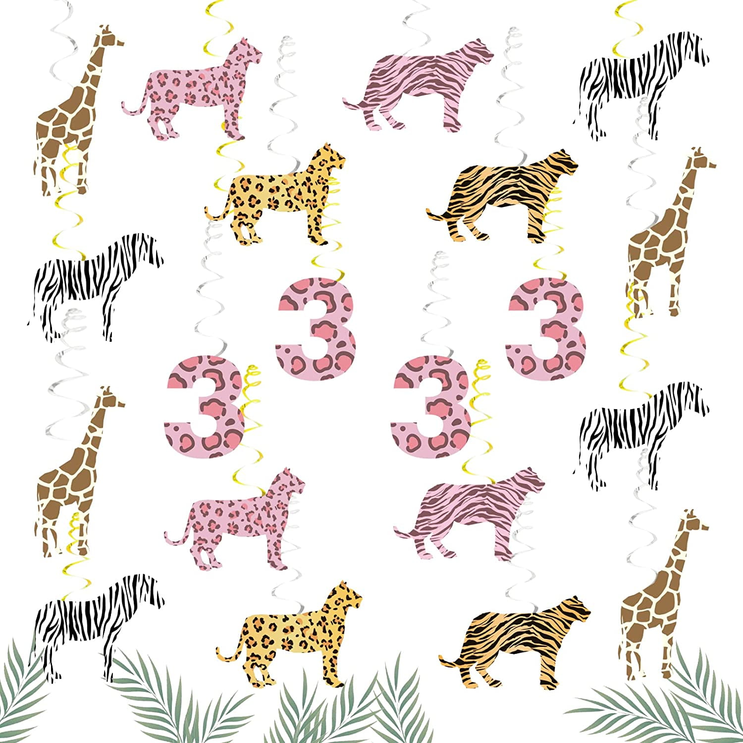 Young Wild and Three Decorations Girl Safari - Jungle Animal Hanging ...