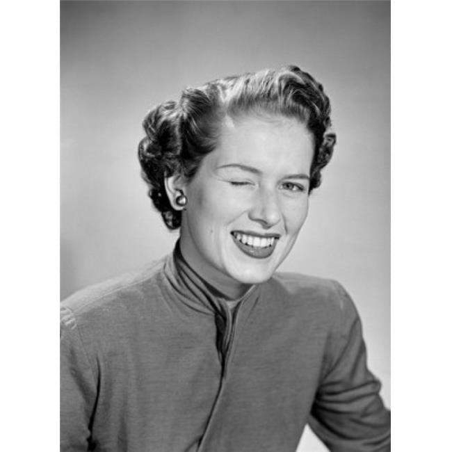 Young Woman Winking Ad Smiling Portrait Poster Print - 18 x 24 in ...