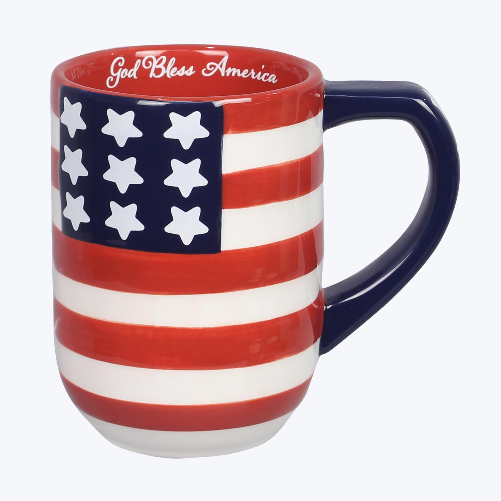 Young's 17 oz God Bless America Patriotic Mug, Ceramic Ceramic Mug, Red White Blue, 17 oz, God ...