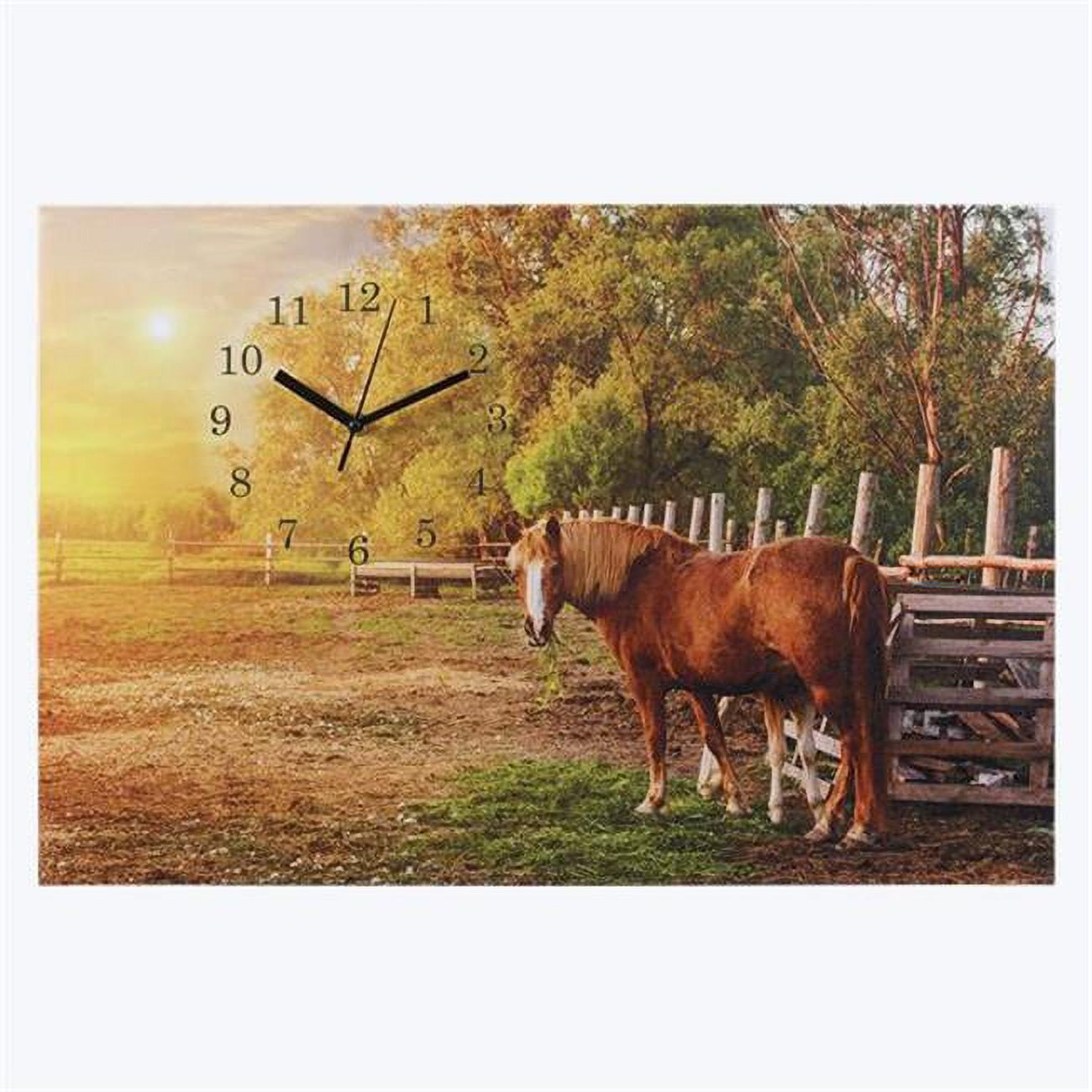 Young's Inc 21451 Canvas LED Light Up Canvas Wall Clock with Horse ...