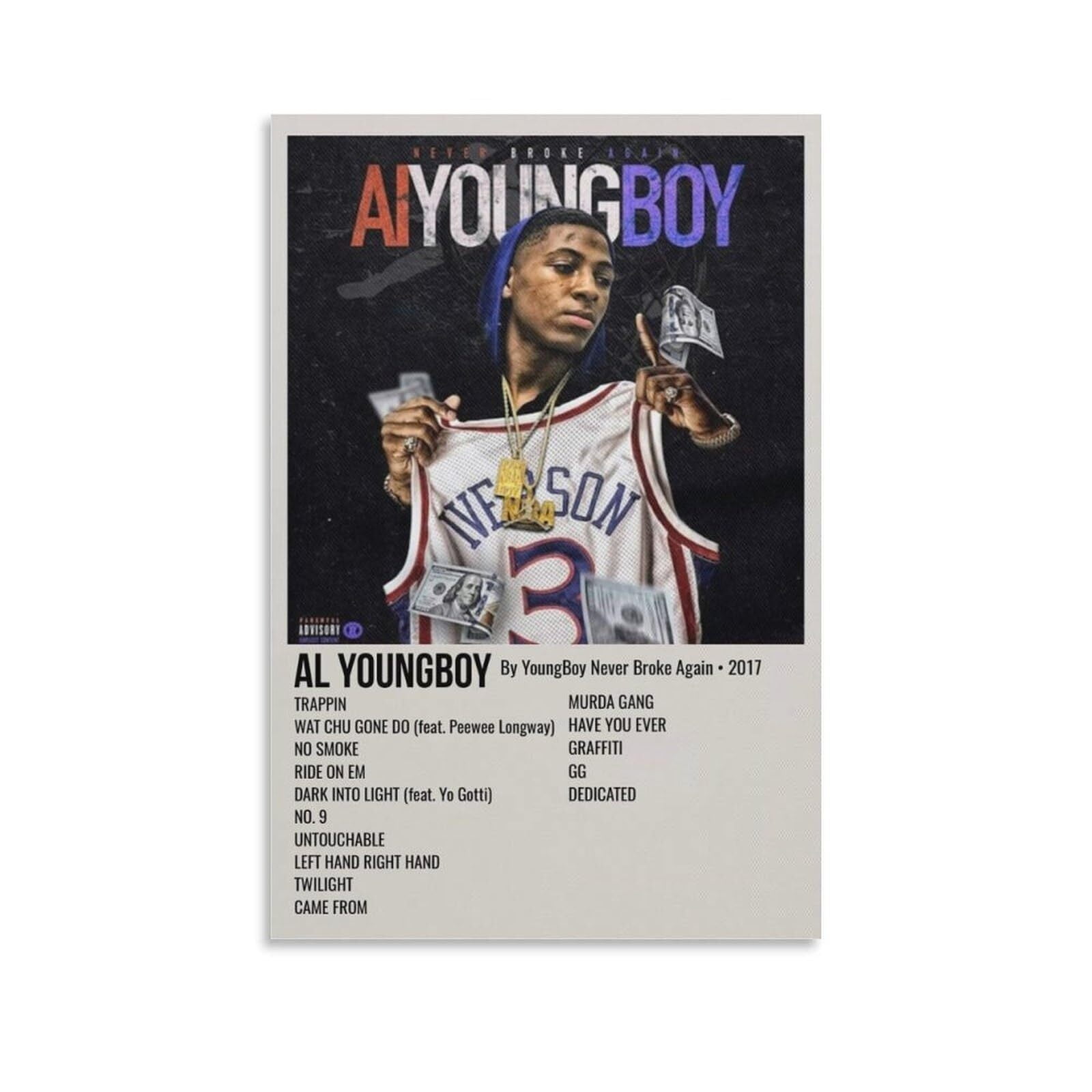 YoungBoy Never Broke Again AI YoungBoy 1 Canvas Poster Bedroom ...