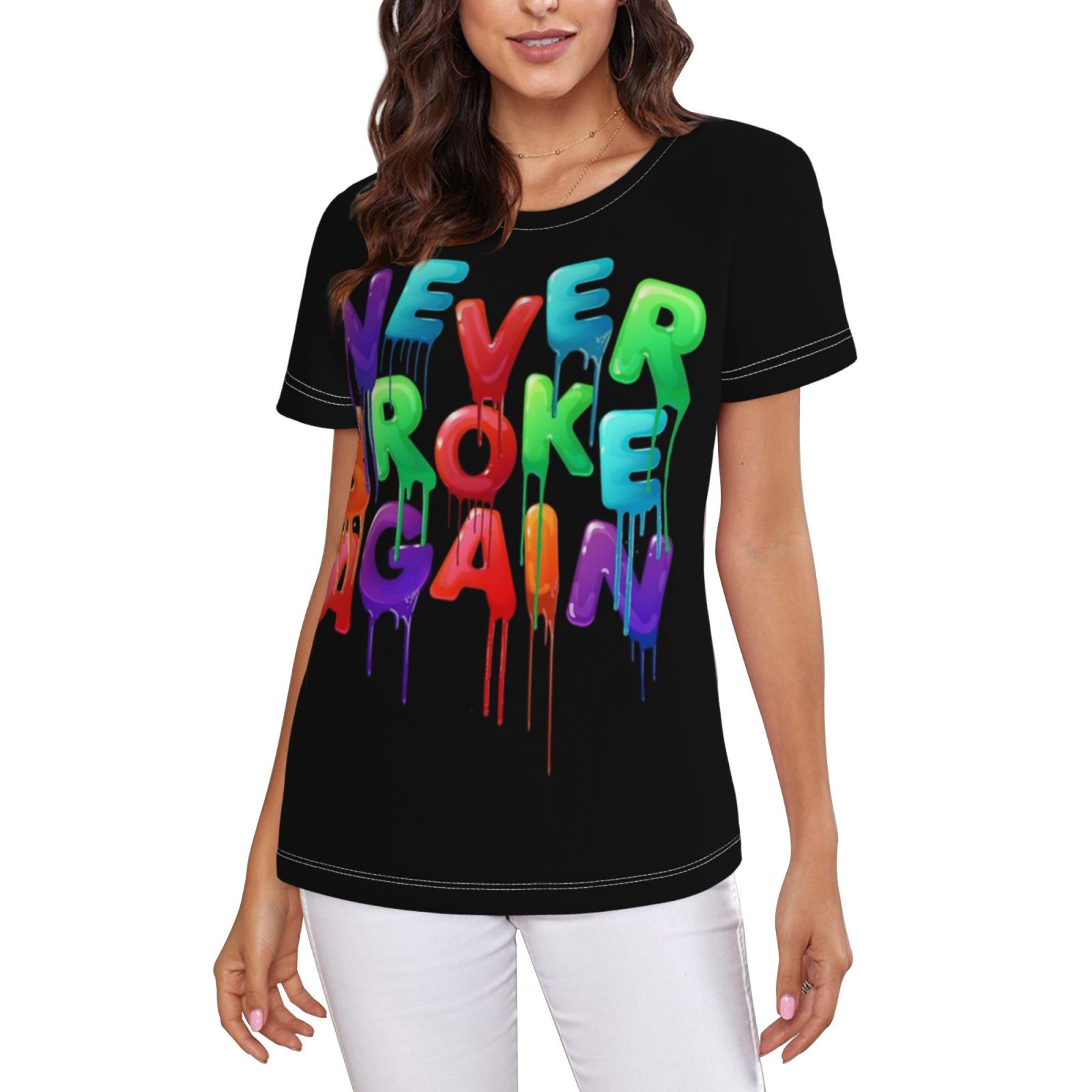 YoungBoy Never Broke Again Symbol Women's T Shirts Round Neck Short-Sleeve Soft T-Shirt Summer ...