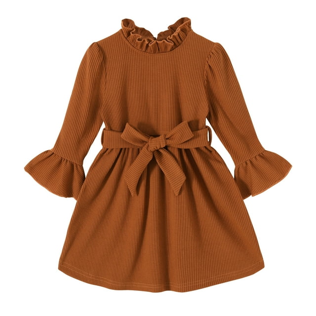 Younger Tree Baby Girl Fall Winter Dress Long Sleeve Turtleneck Vintage Knit Sweater Dress ...