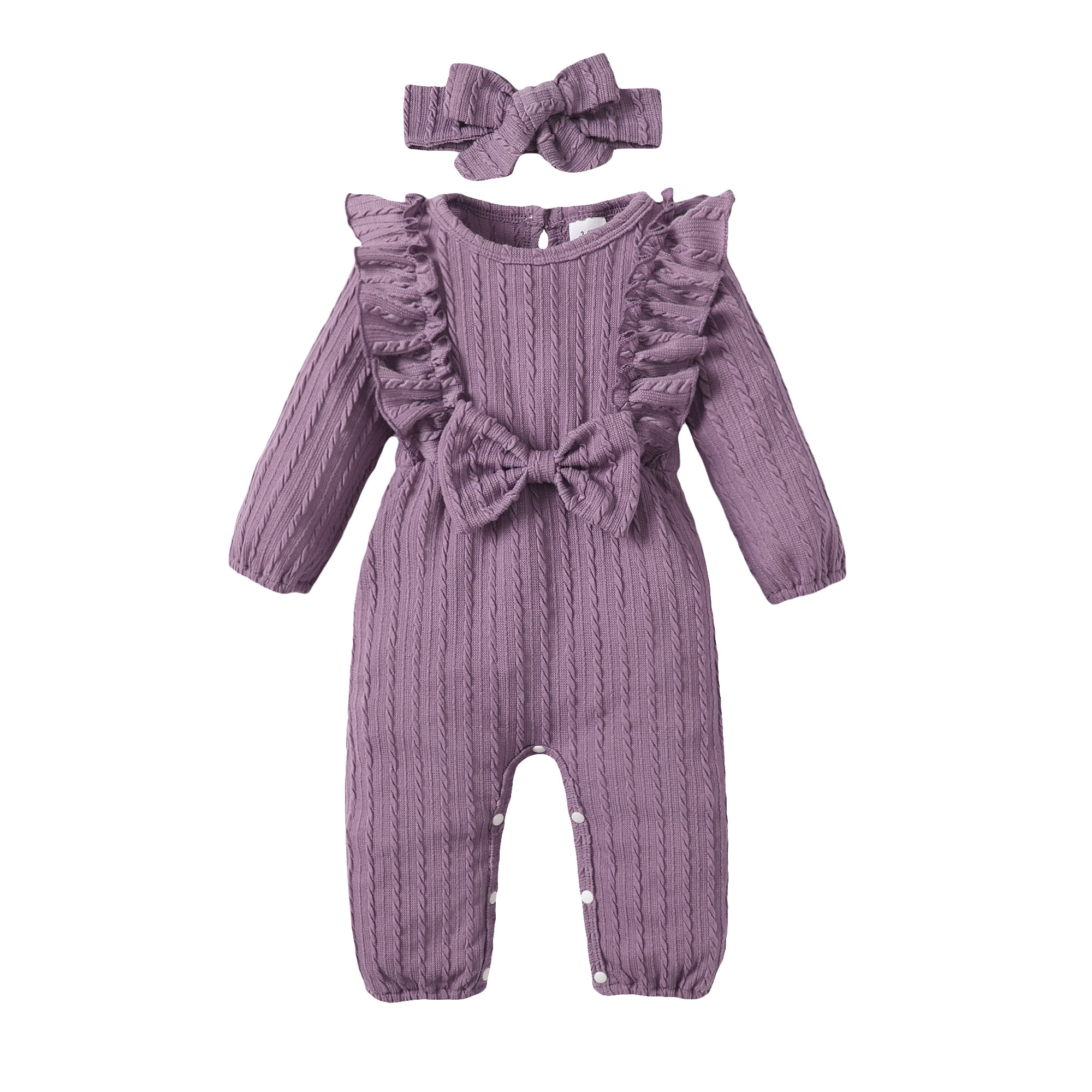 Younger Tree Baby Girl Romper Infant Fall Winter Clothes Ruffle Sweater Long Sleeve Bodysuit ...