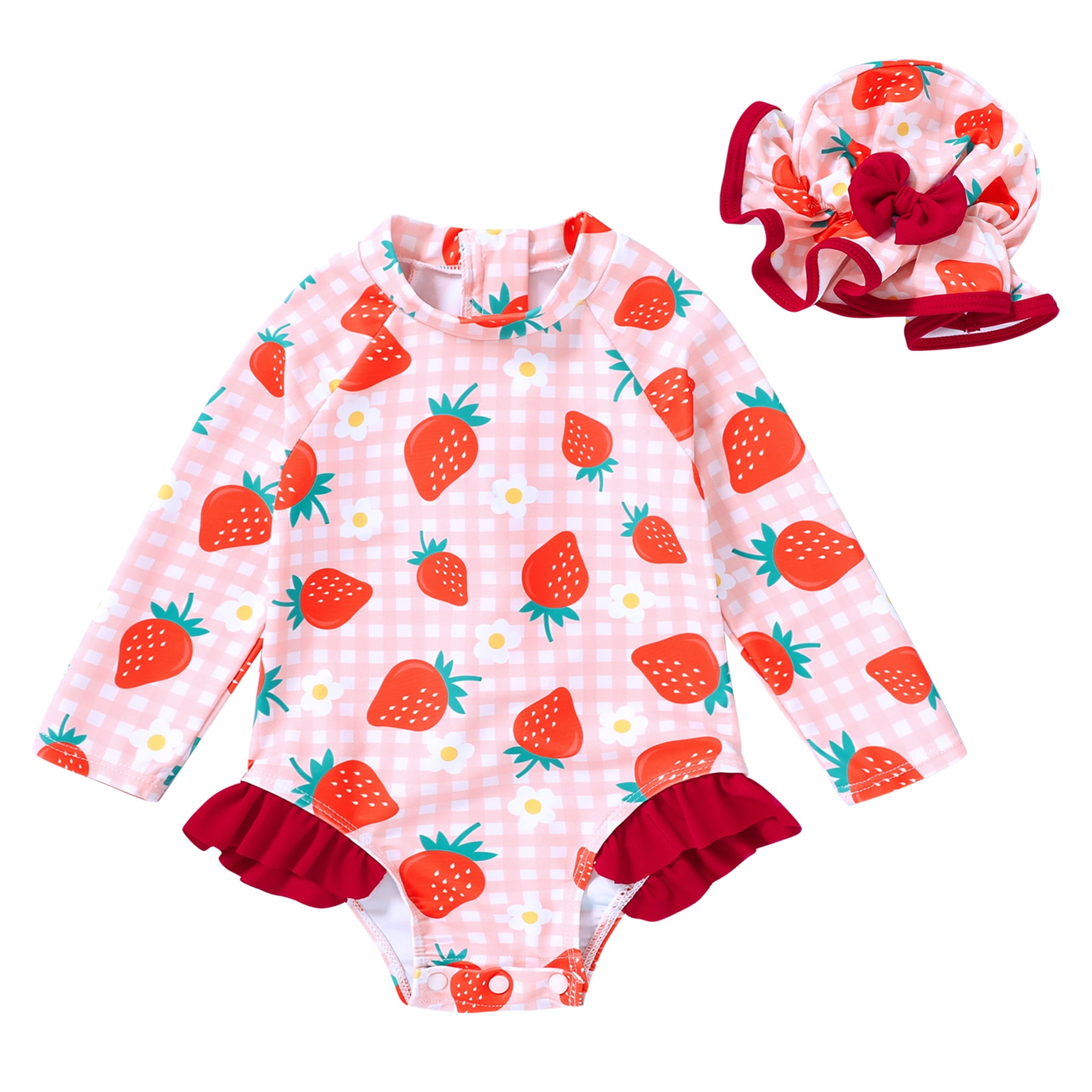Younger Tree Infant Baby Girl One-Piece Swimsuit Long Sleeve Rash Guard ...
