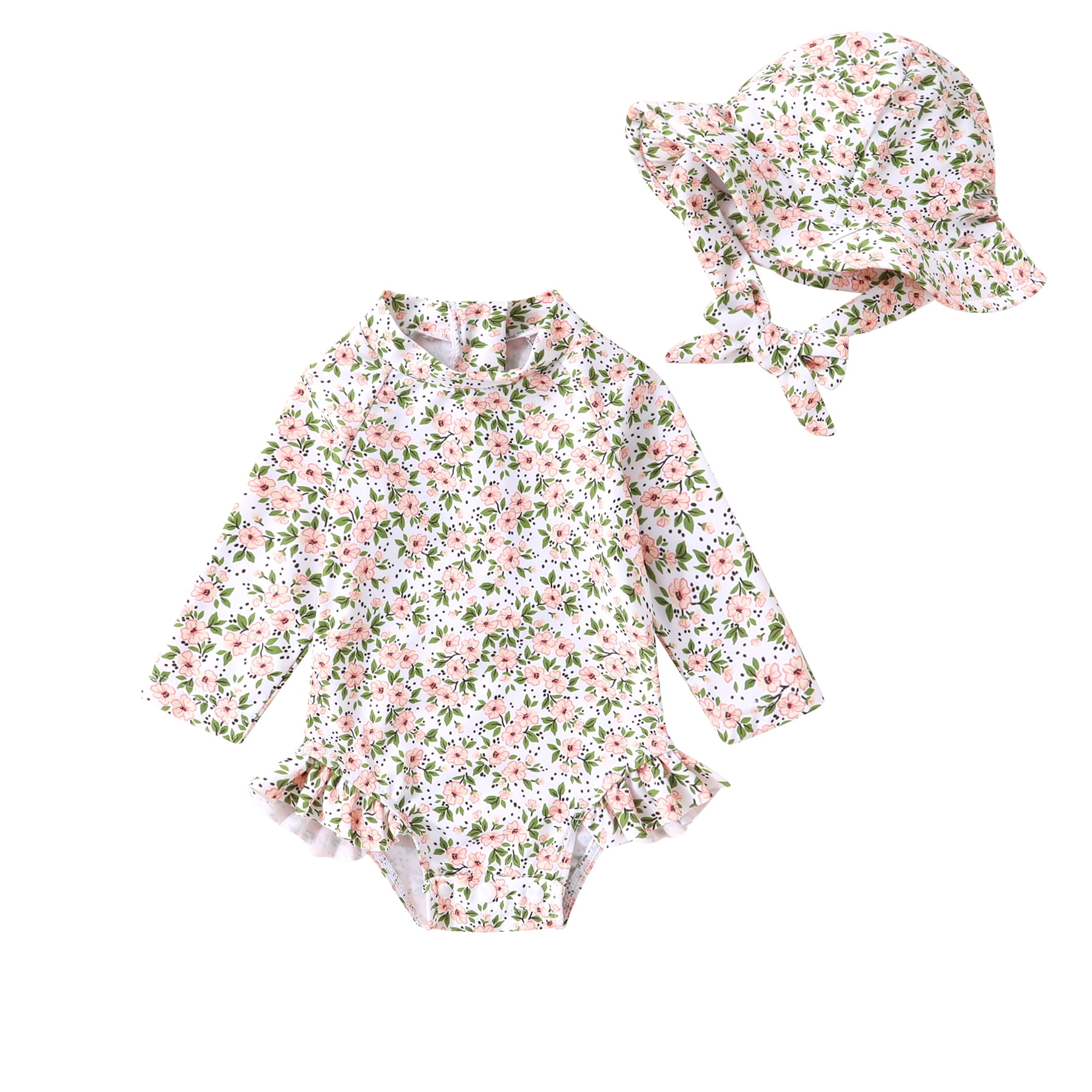 Younger Tree Infant Baby Girl One-Piece Swimsuit Long Sleeve Rash Guard ...