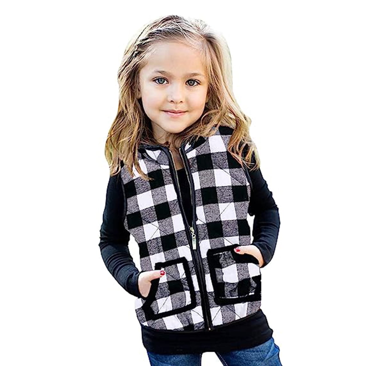 Younger Tree Kid Little Girls Puffer Lightweight Plaid Quilted Vest ...