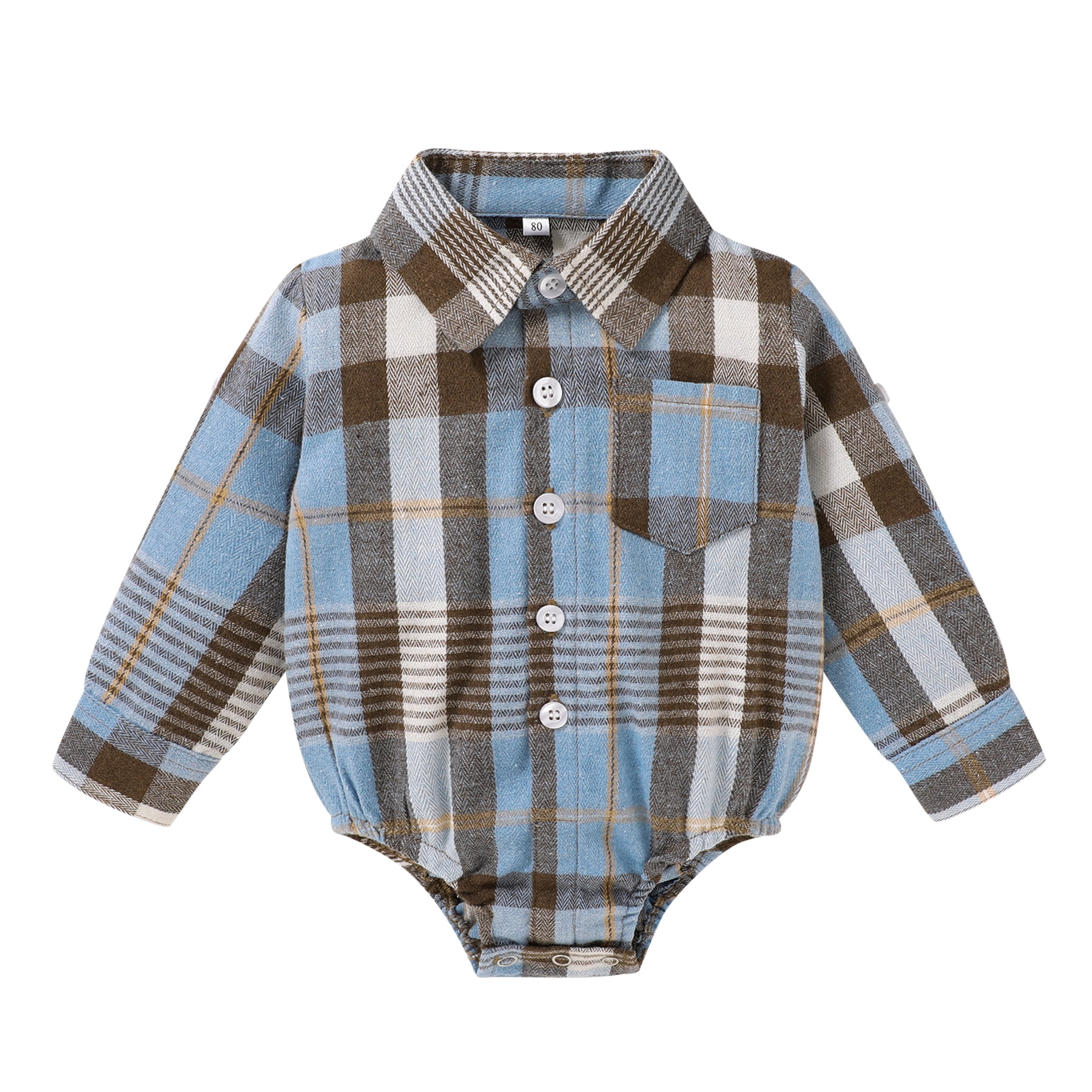 Younger Tree Newborn Baby Boy Girl Flannel Shirt Long Sleeve Button ...