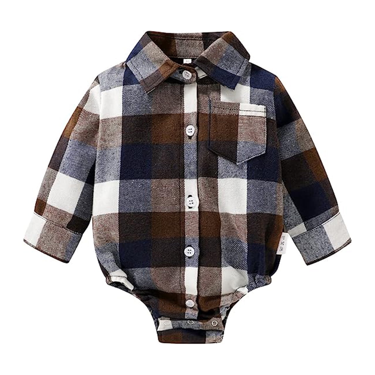 Younger Tree Newborn Plaid Flannel Romper, Long Sleeve Button Down, 3-6 ...