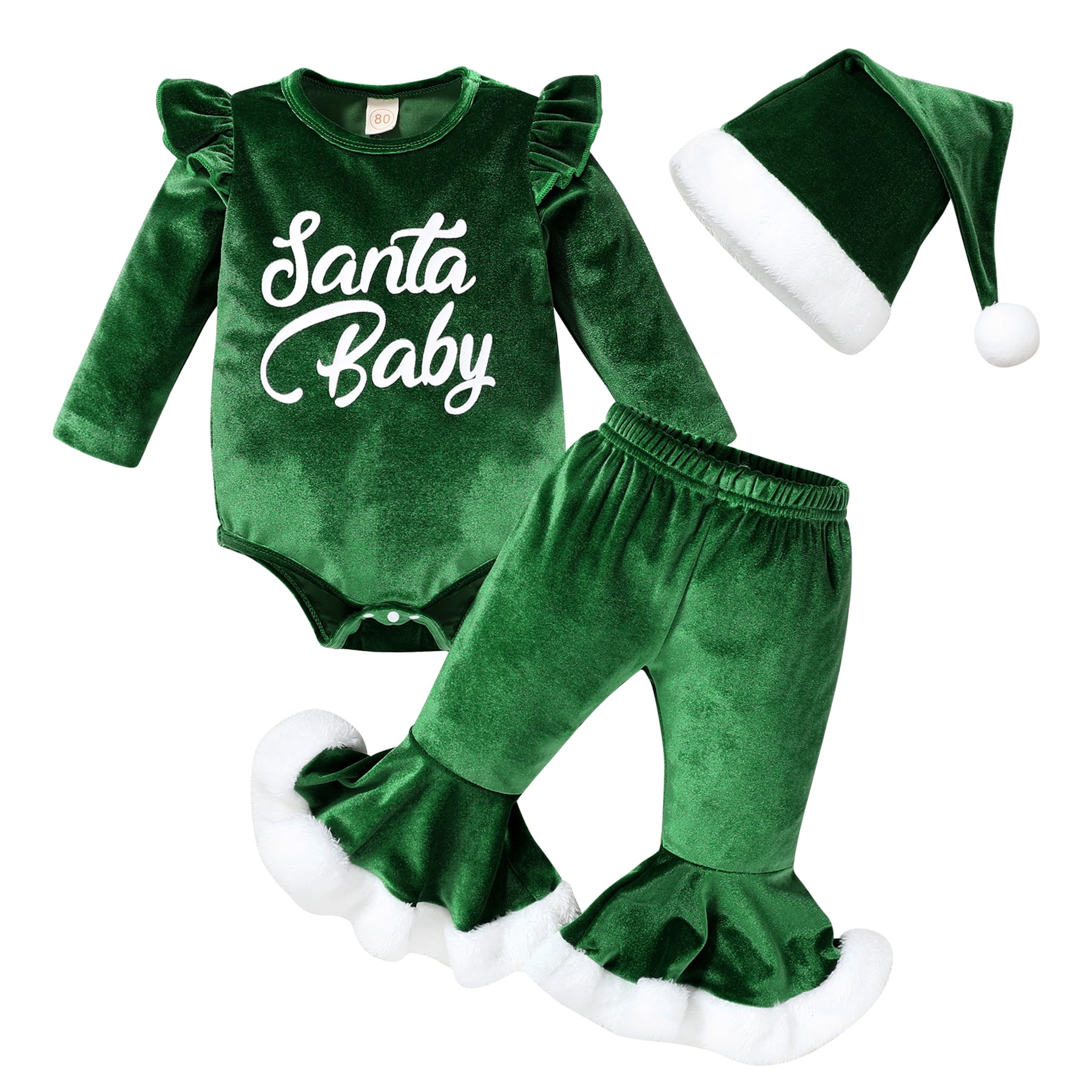 Younger Tree Newborn Baby Girl Christmas Outfits Toddler Santa Long ...