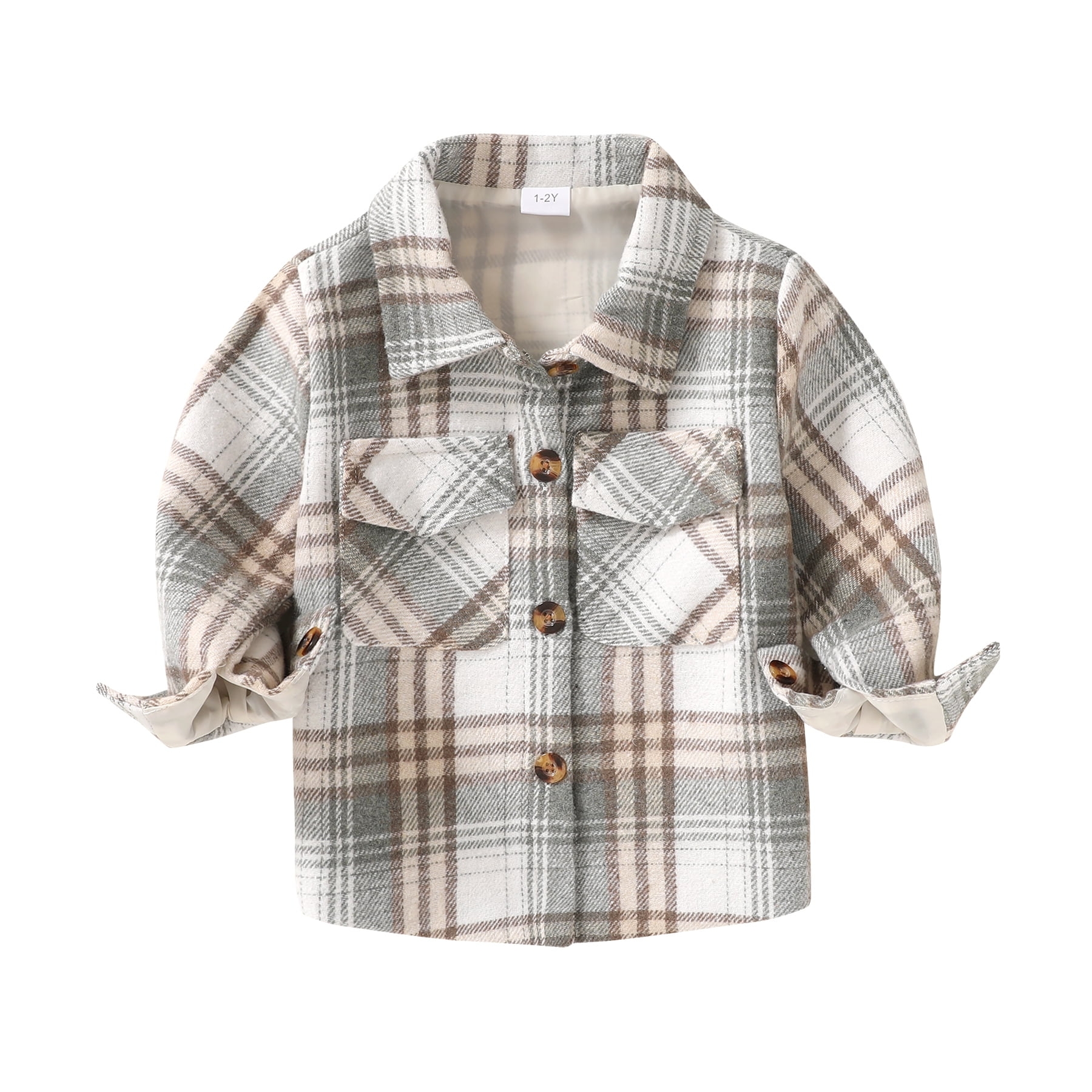 Younger Tree Toddler Baby Boys Girls Jacket Plaid Flannel Long Sleeve ...