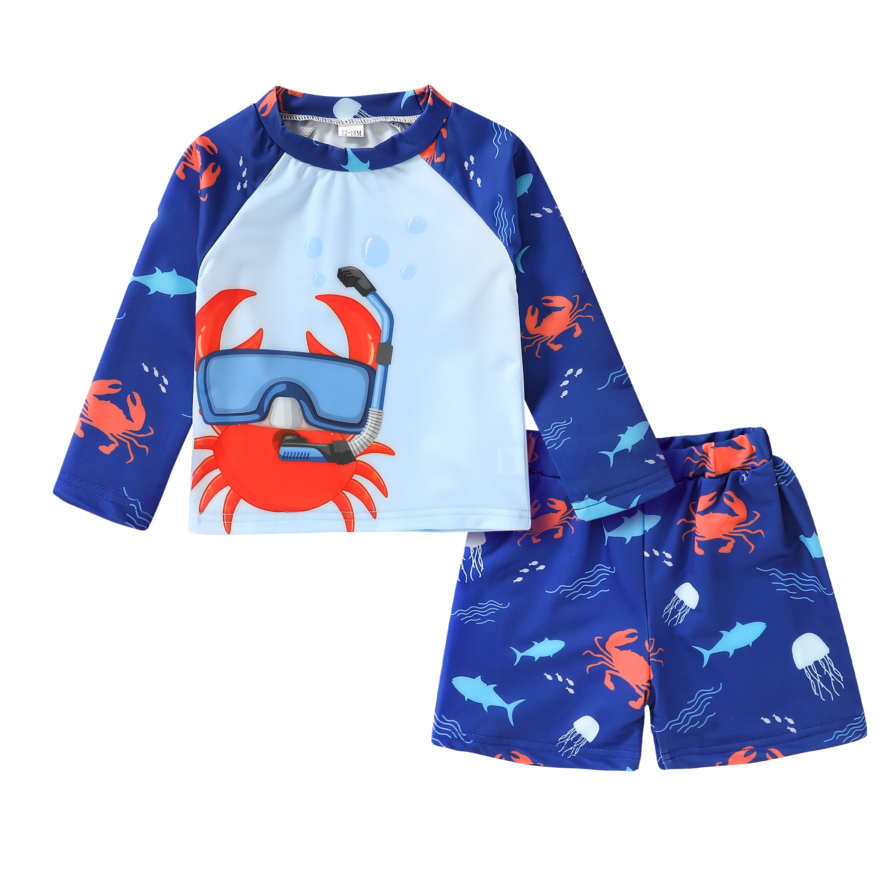 Younger Tree Baby Boys Swimsuit, Rashguard Long Sleeve Top, Swimming ...