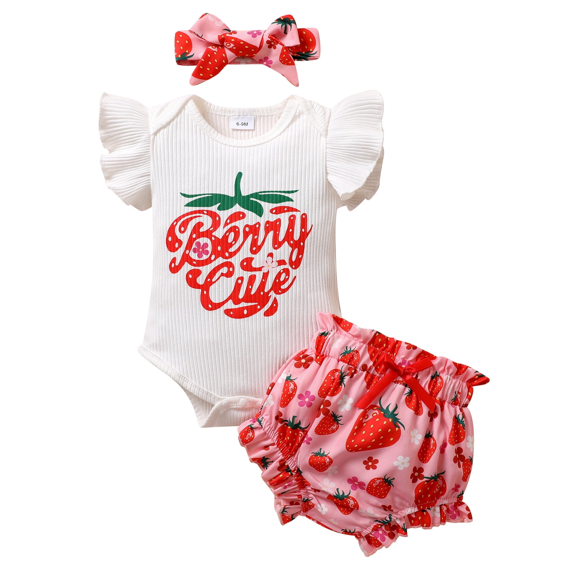 Younger Tree Toddler Baby Girl Clothes Outfits Summer Ruffle Sleeve Romper and Floral Shorts ...