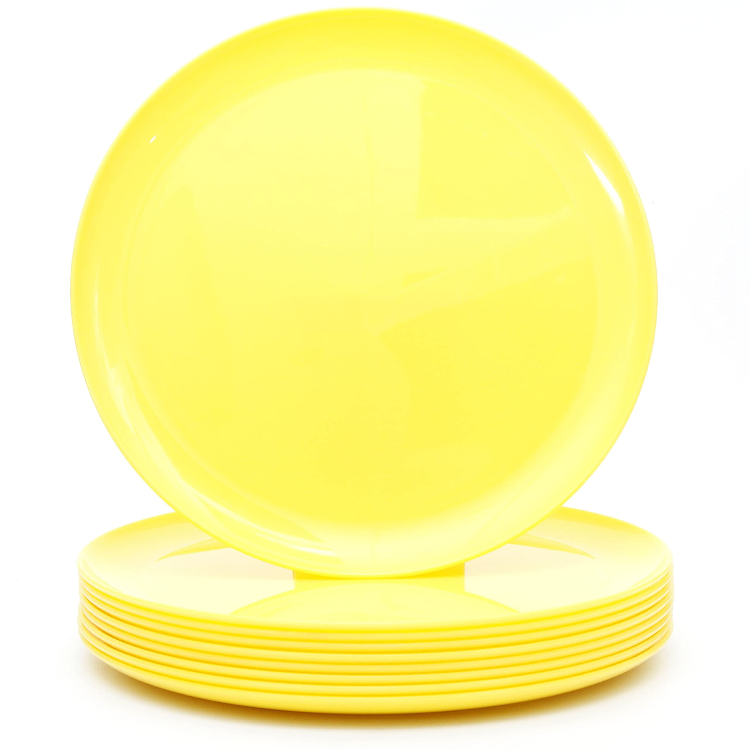 Youngever 10 Inch Plastic Plates, Large Plates, Dinner Plates, Set of 9 ...