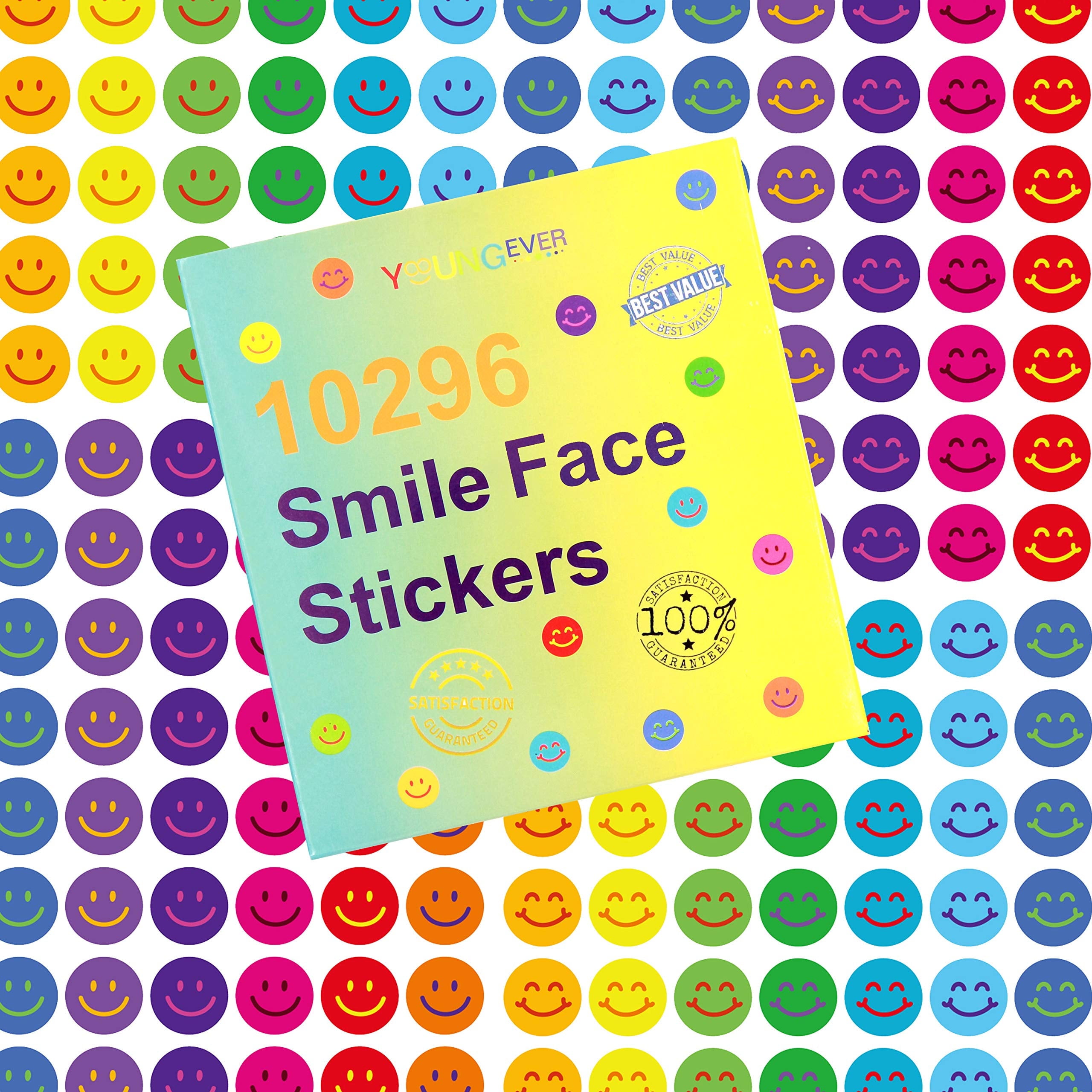 Youngever 10296 pcs Happy Smile Face Stickers, 12 Colors, Incentive ...