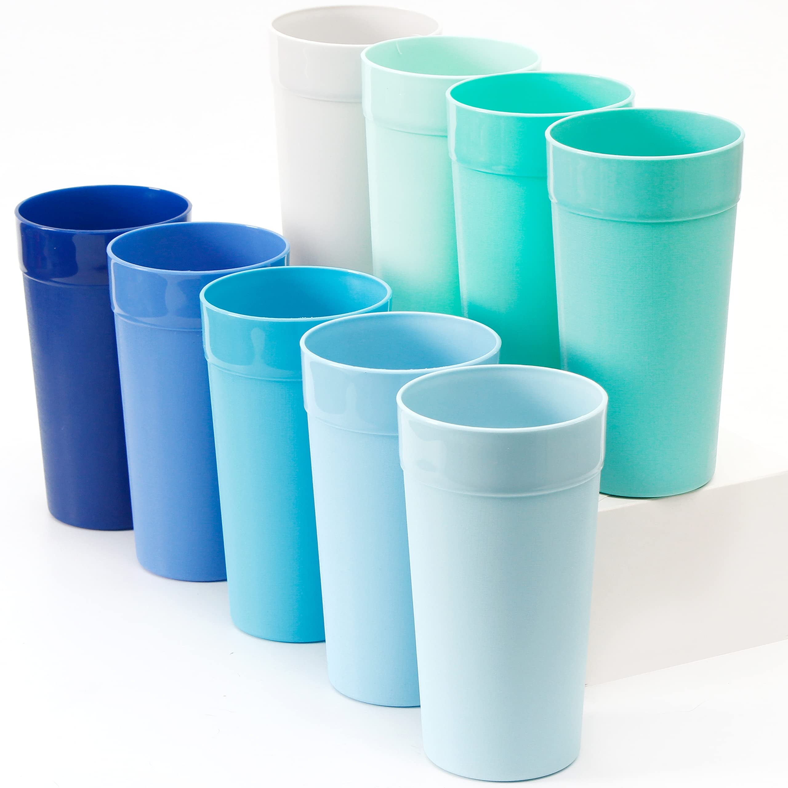 Youngever 18 Pack Unbreakable Plastic Tumblers 20 Ounce, Unbreakable ...