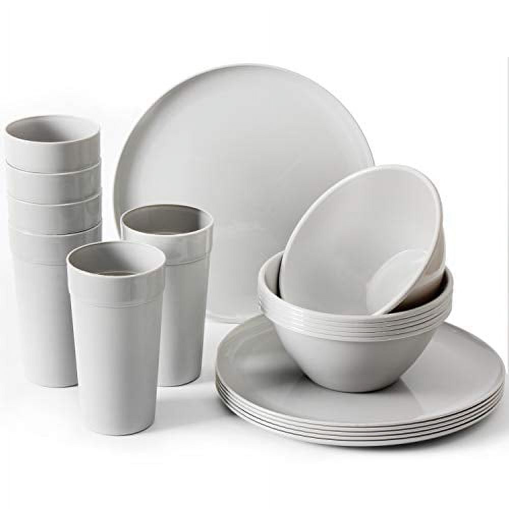 Youngever 18-Piece Plastic Kitchen Set - Dishes, Plates, Bowls, Cups ...