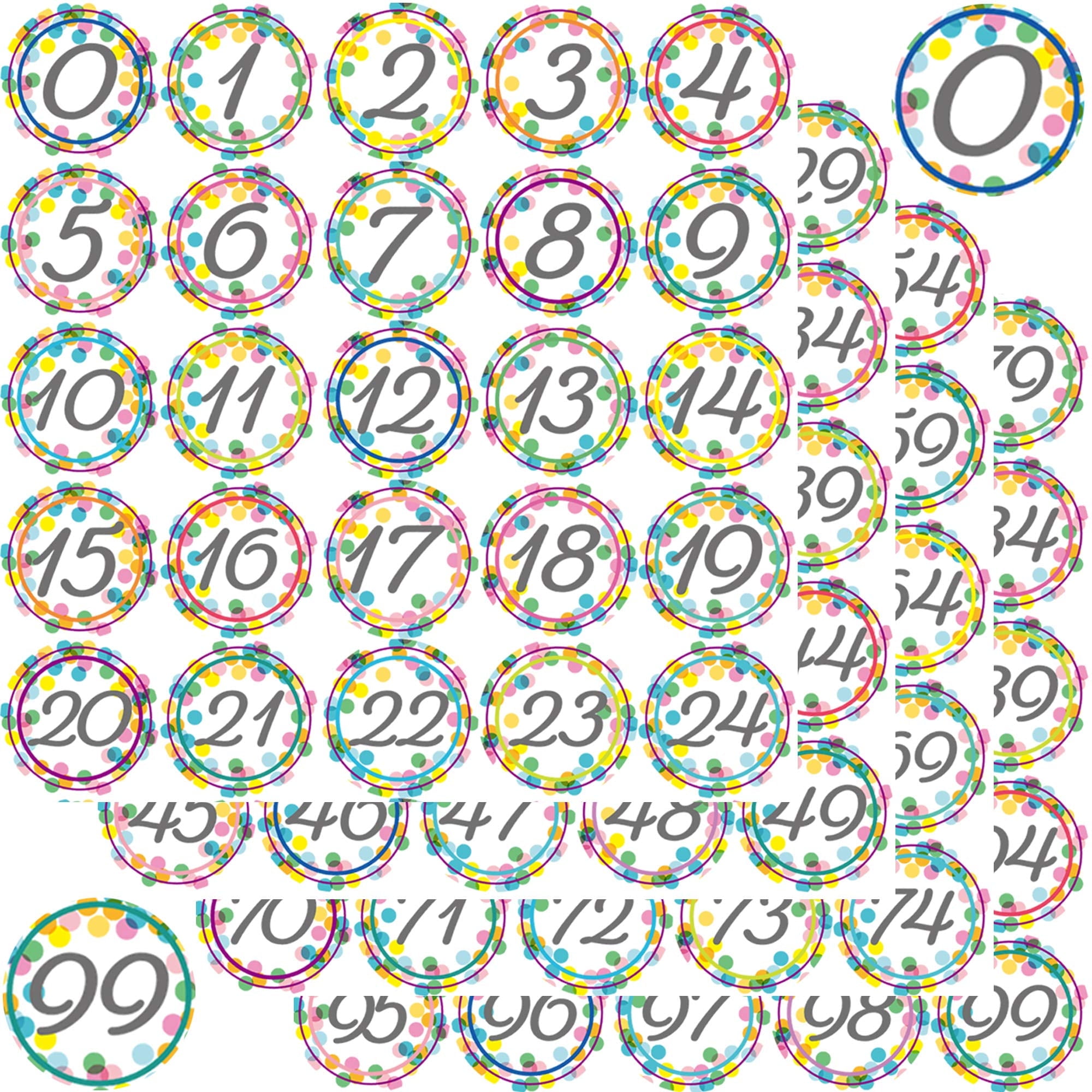 Youngever 1800 Pcs 0-99 Numbers Stickers for Office, Classroom ...