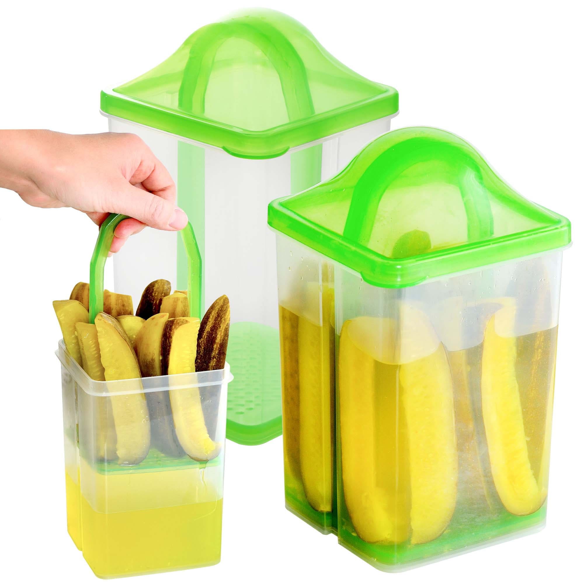 Youngever 2 Pack Pickle Container with Strainer, Plastic Pickle Holder ...
