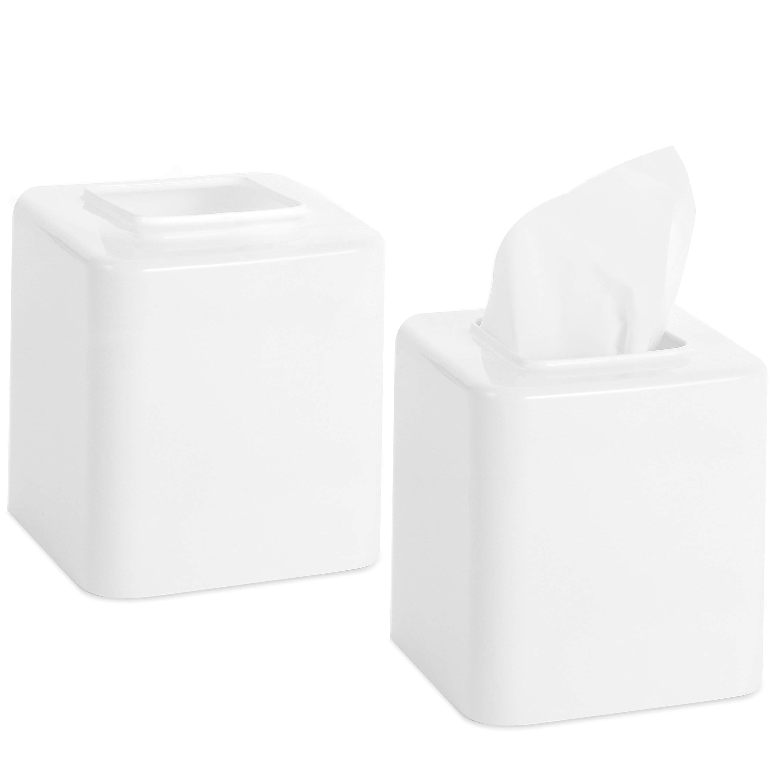 Youngever 2 Pack Tissue Box Covers, Plastic Square Tissue Box Holders ...