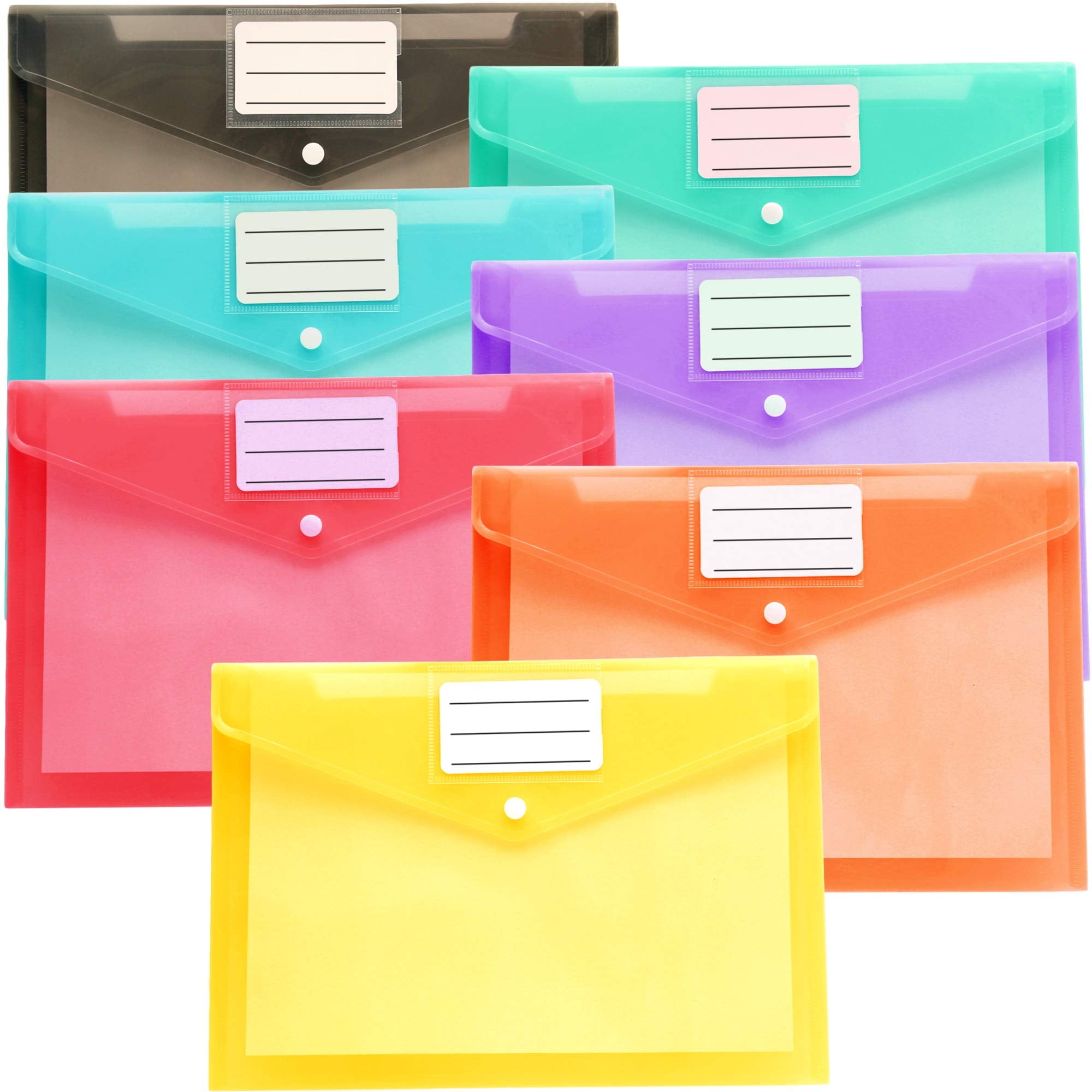 Youngever 21 Counts Plastic Document Envelopes Folders, Poly Envelopes ...
