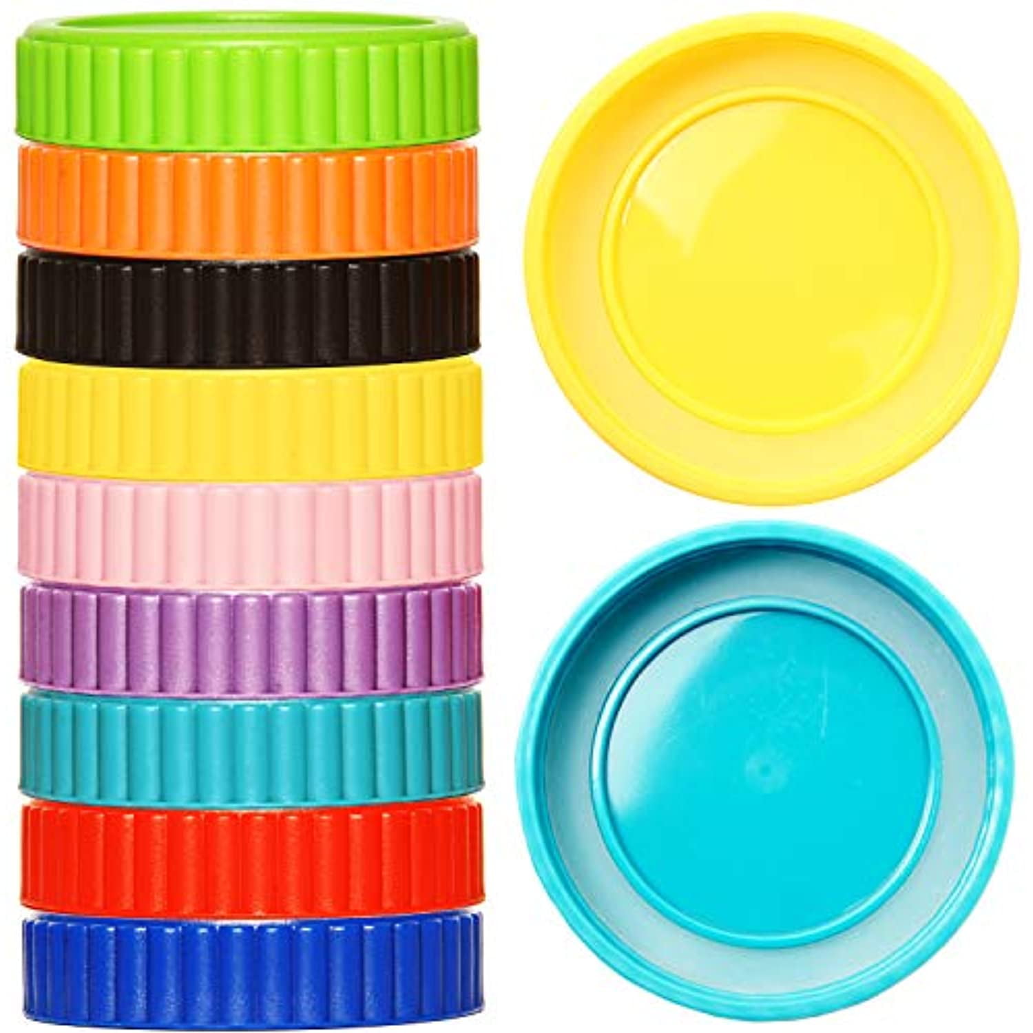 Youngever 27 Pack Plastic Mason Jar Lids with Airtight Ring for Regular ...