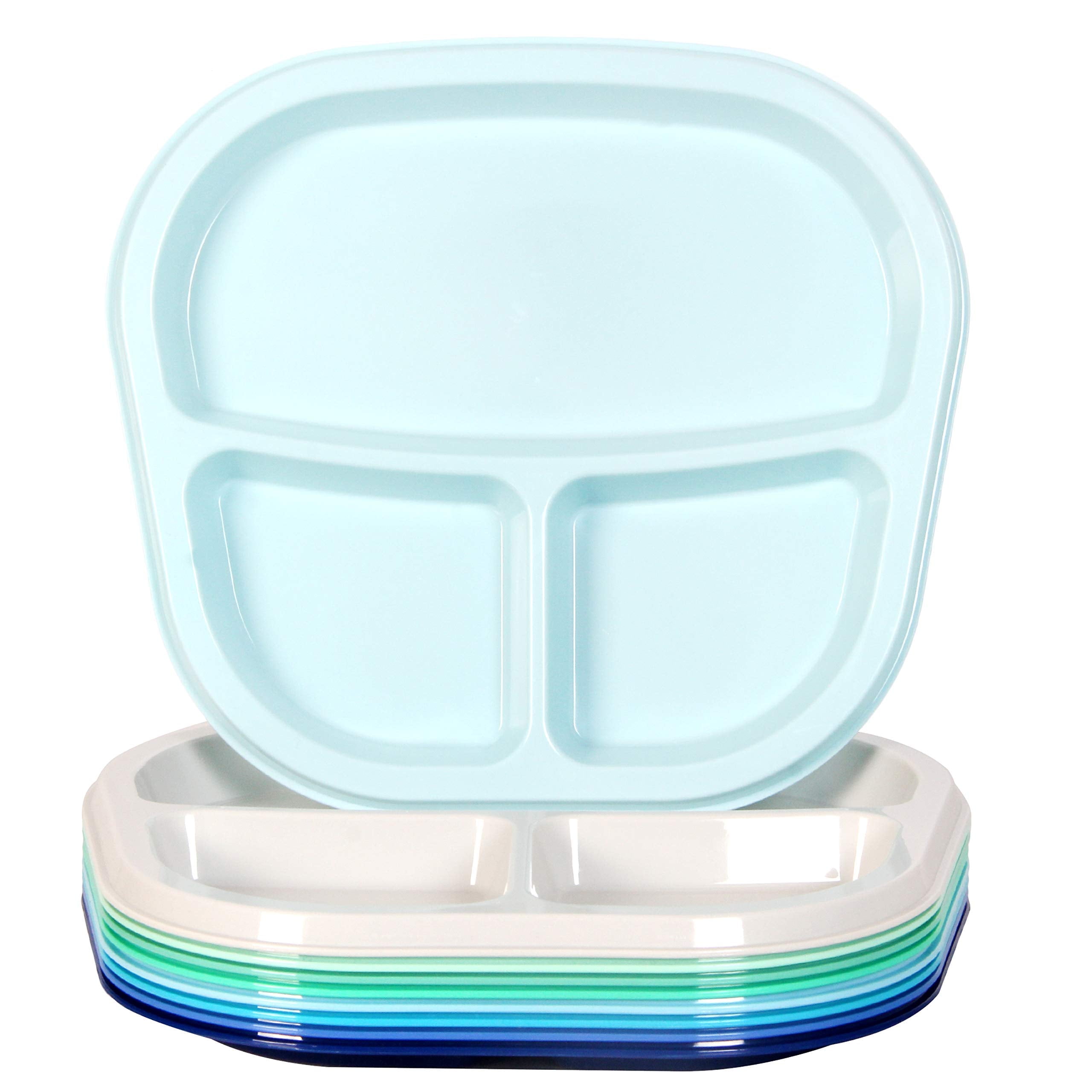 Youngever 3-Compartment Divided Plastic Kids Tray, 3 Compartment Plates ...