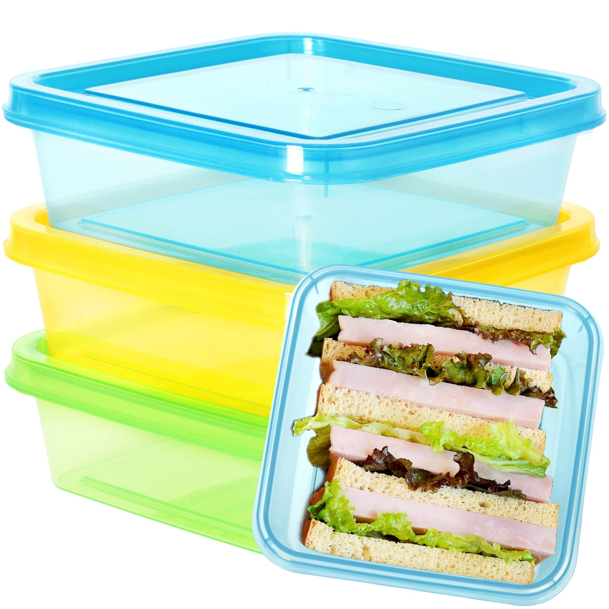 Youngever 3 Pack 20 Ounce Sandwich Containers for Lunch Box, Reusable ...