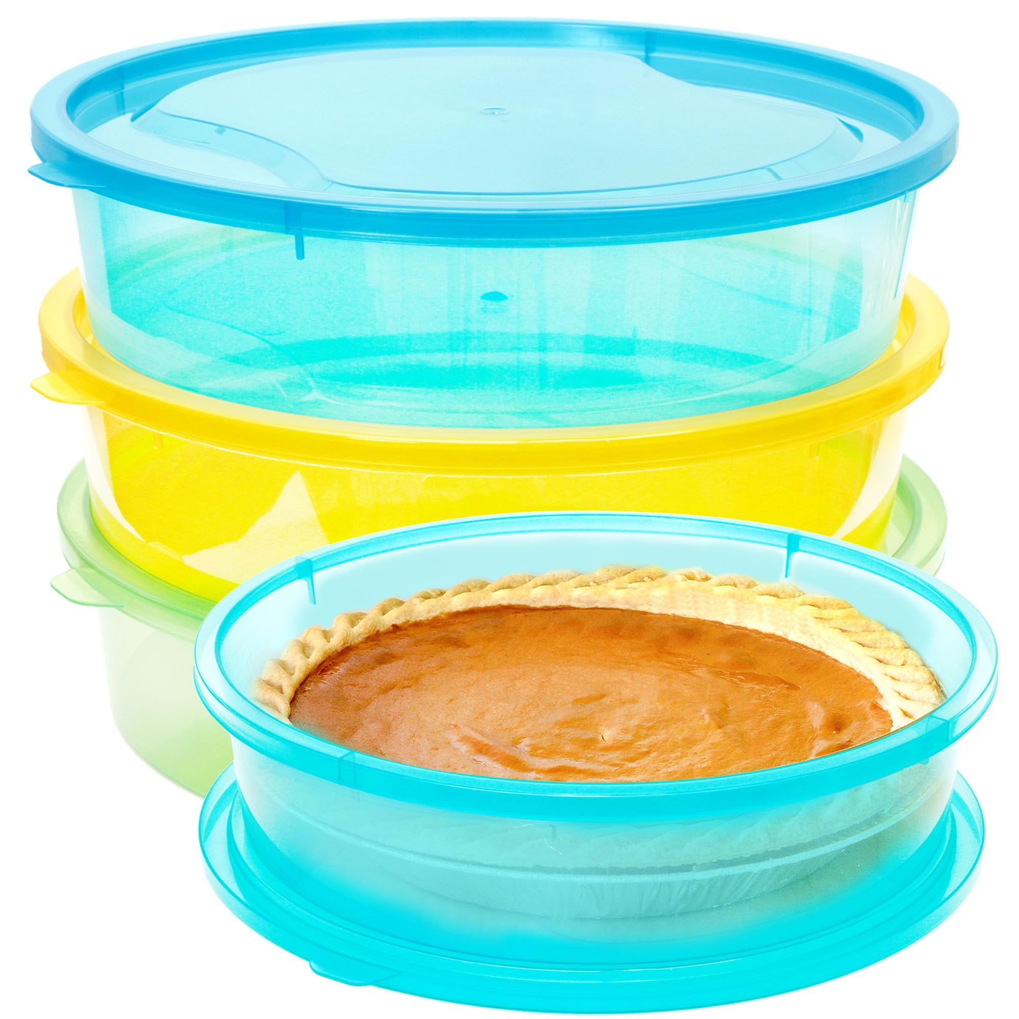 Youngever 3 Pack Pie Containers, Multi-Color Plastic Food Storage ...