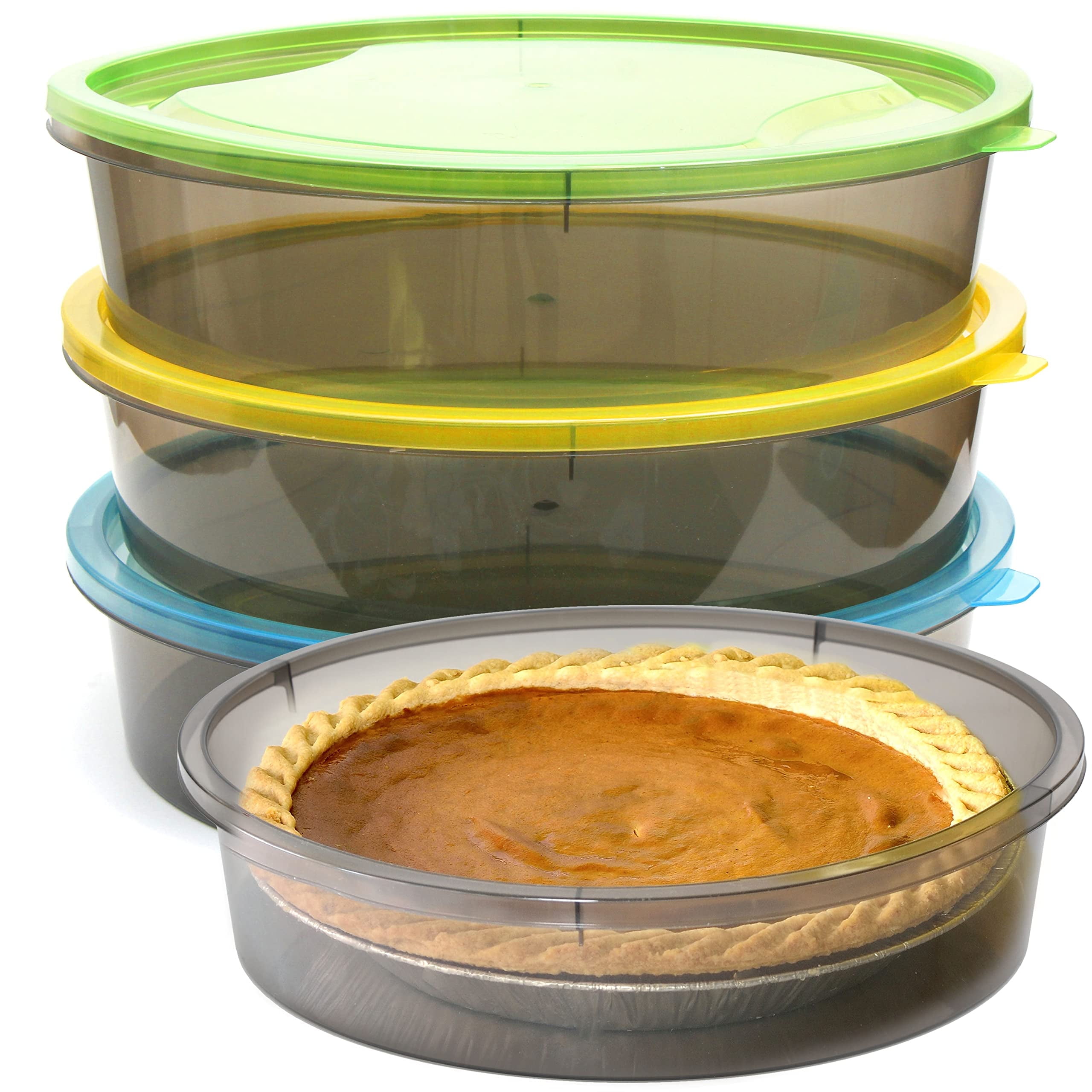 Youngever 3 Pack 11inch Pie Containers with Lids, Durable Plastic Food ...