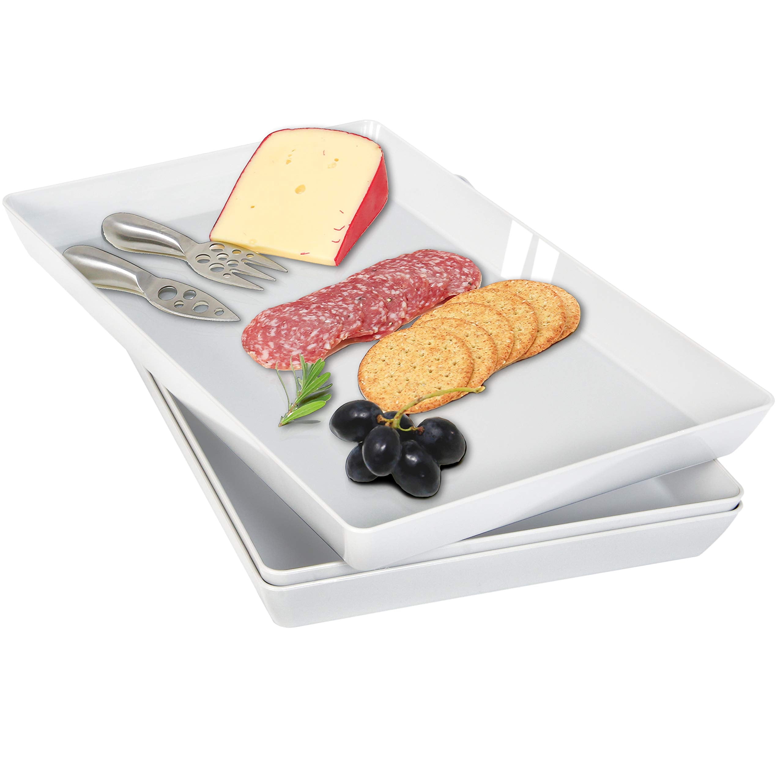Youngever 3 Pack Plastic Serving Trays, Serving Platter for Parties ...