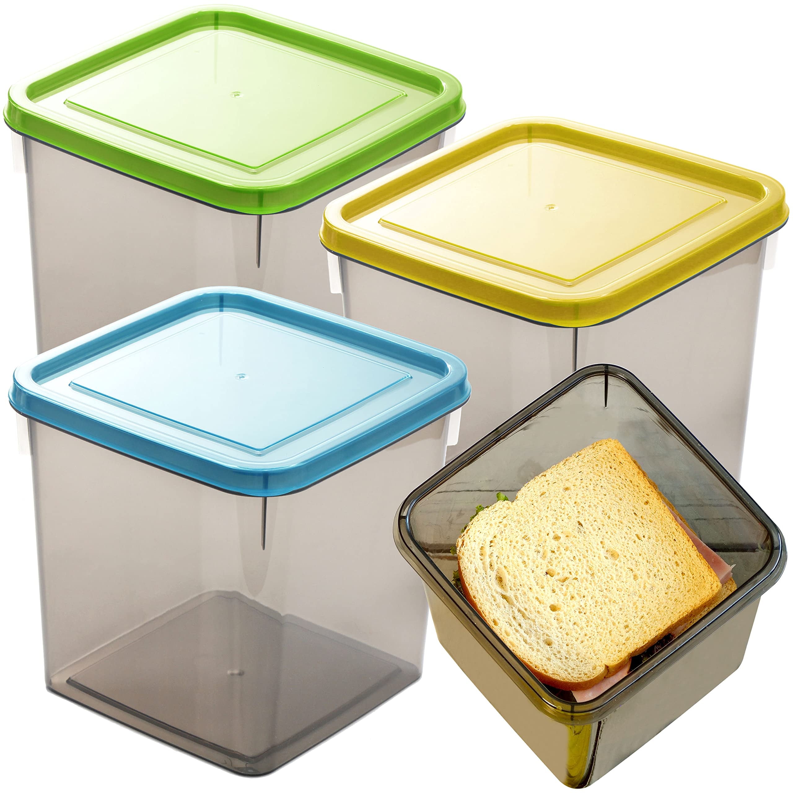 Youngever 3 Pack Sandwich Containers for Lunch Box, Reusable Food ...