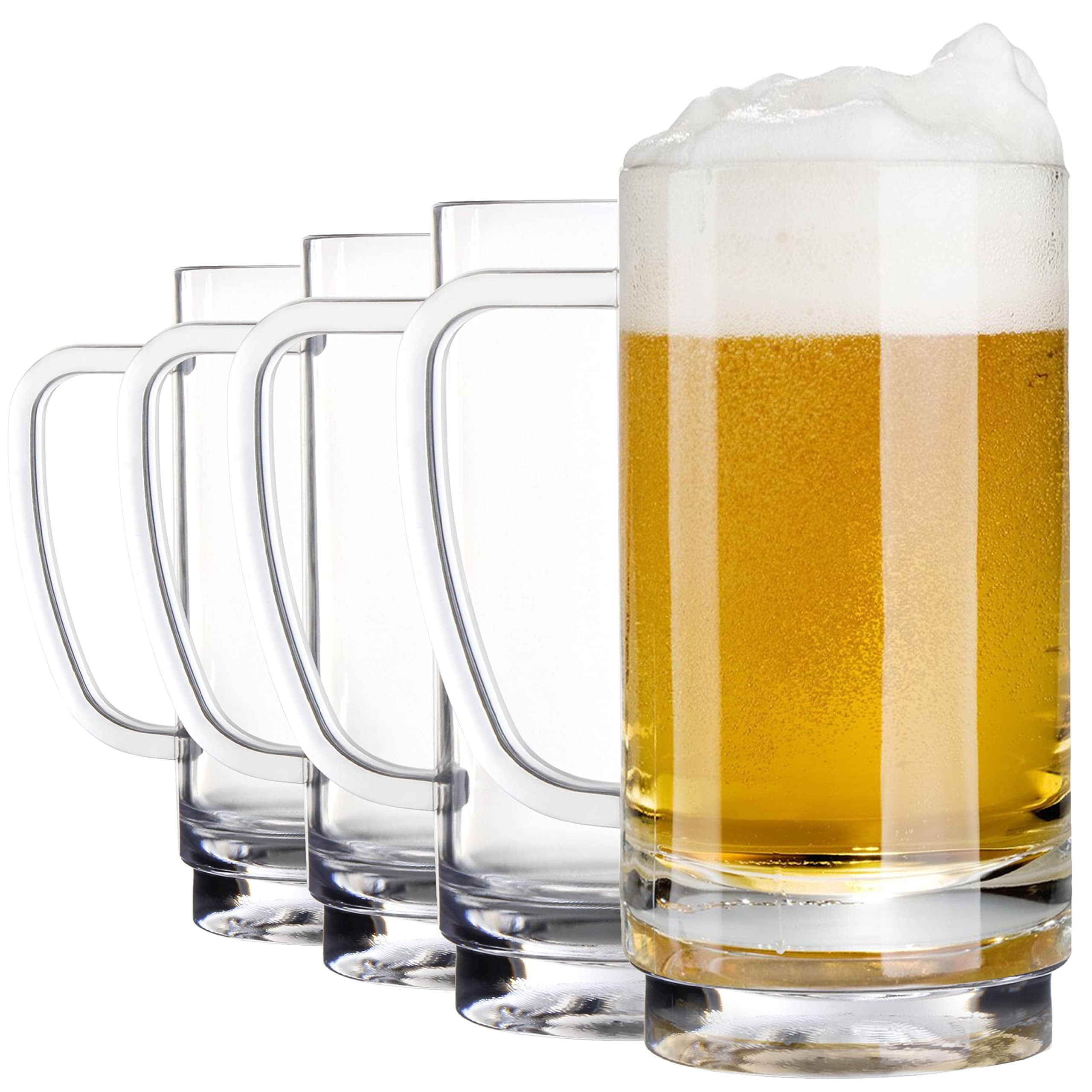 Youngever 4 Pack 16 Ounce Plastic Beer Glasses, Beer Mug, Plastic ...