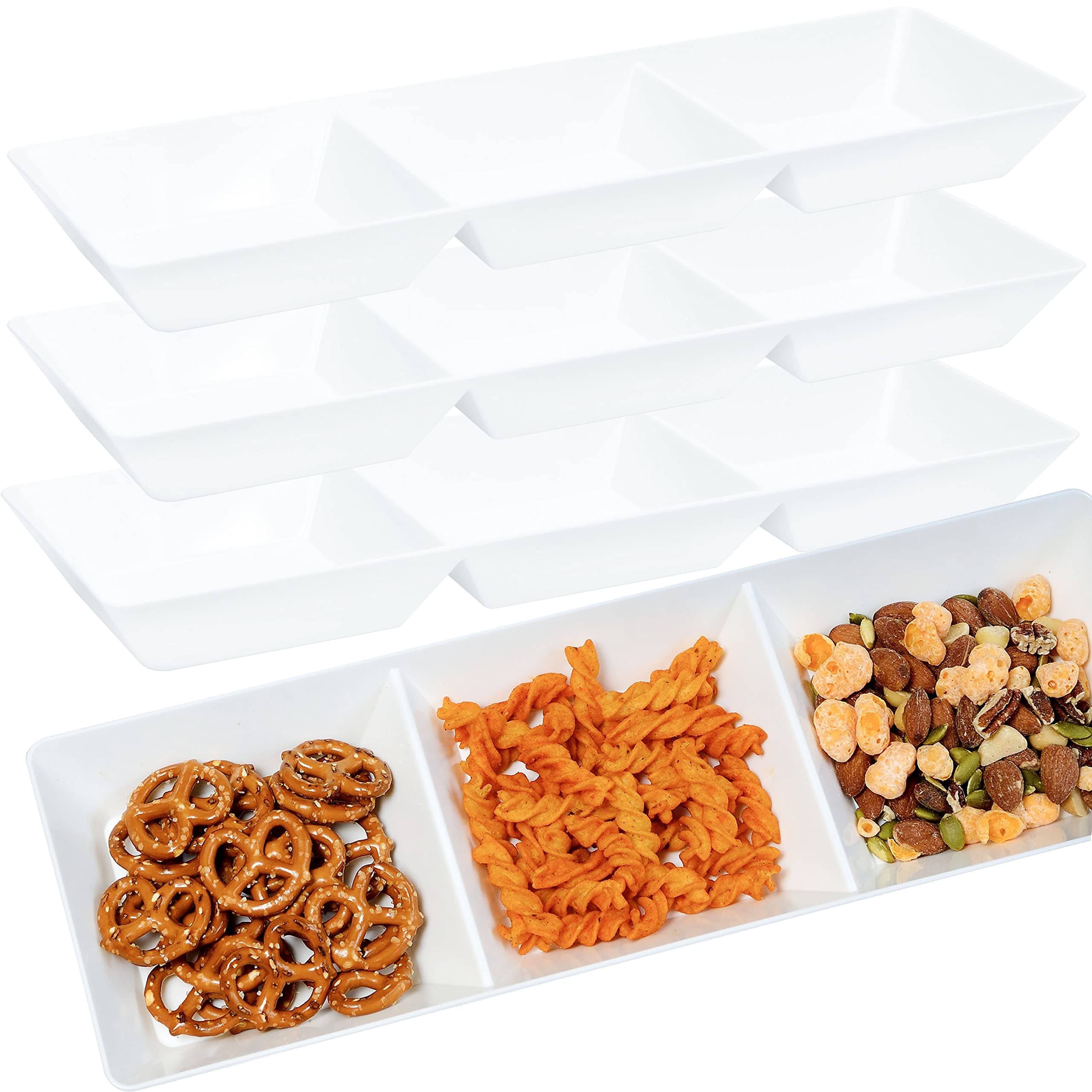 Youngever 4 Pack Stackable Serving Trays, Compartment Plastic Serving ...