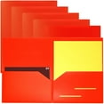 Youngever 6 Pack Heavy Duty Plastic Two Pocket Folders, Heavy Duty Plastic 2 Pocket Folder (Red ...