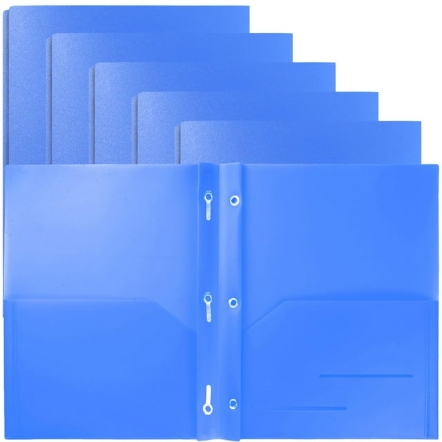 Youngever 6 Pack Heavy Duty Plastic Two Pocket Folders with 3 Prongs ...