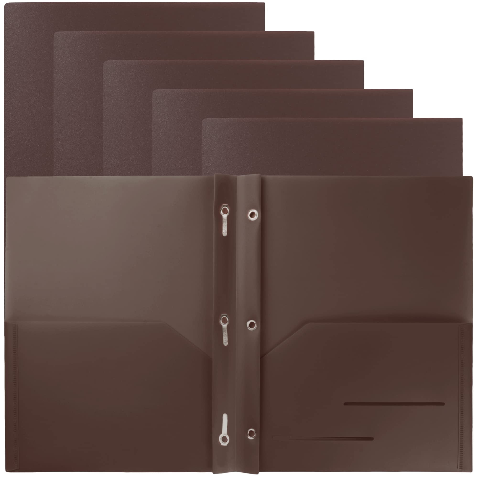 Youngever 6 Pack Heavy Duty Plastic Two Pocket Folders with 3 Prongs ...