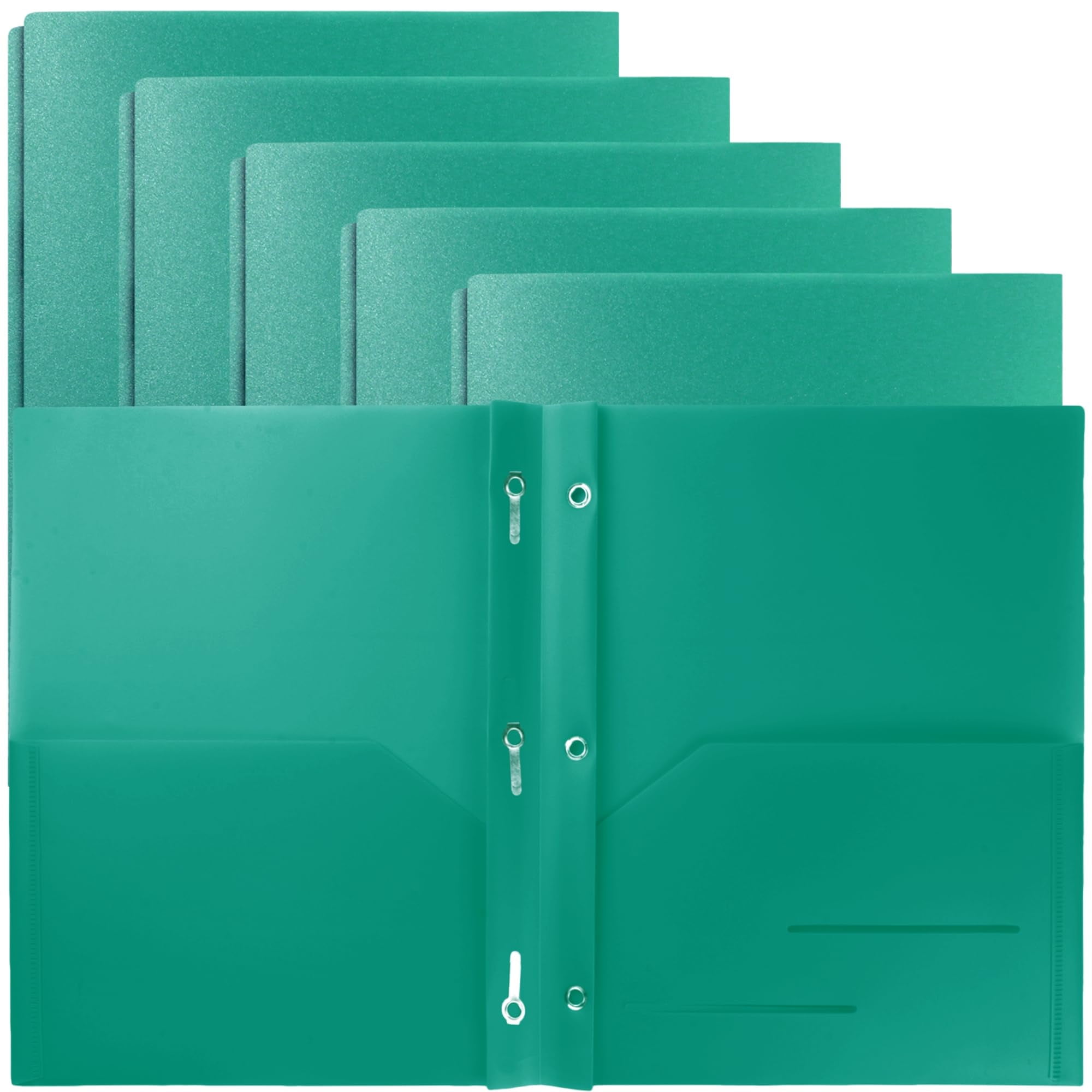 Youngever 6 Pack Heavy Duty Plastic Two Pocket Folders with 3 Prongs ...