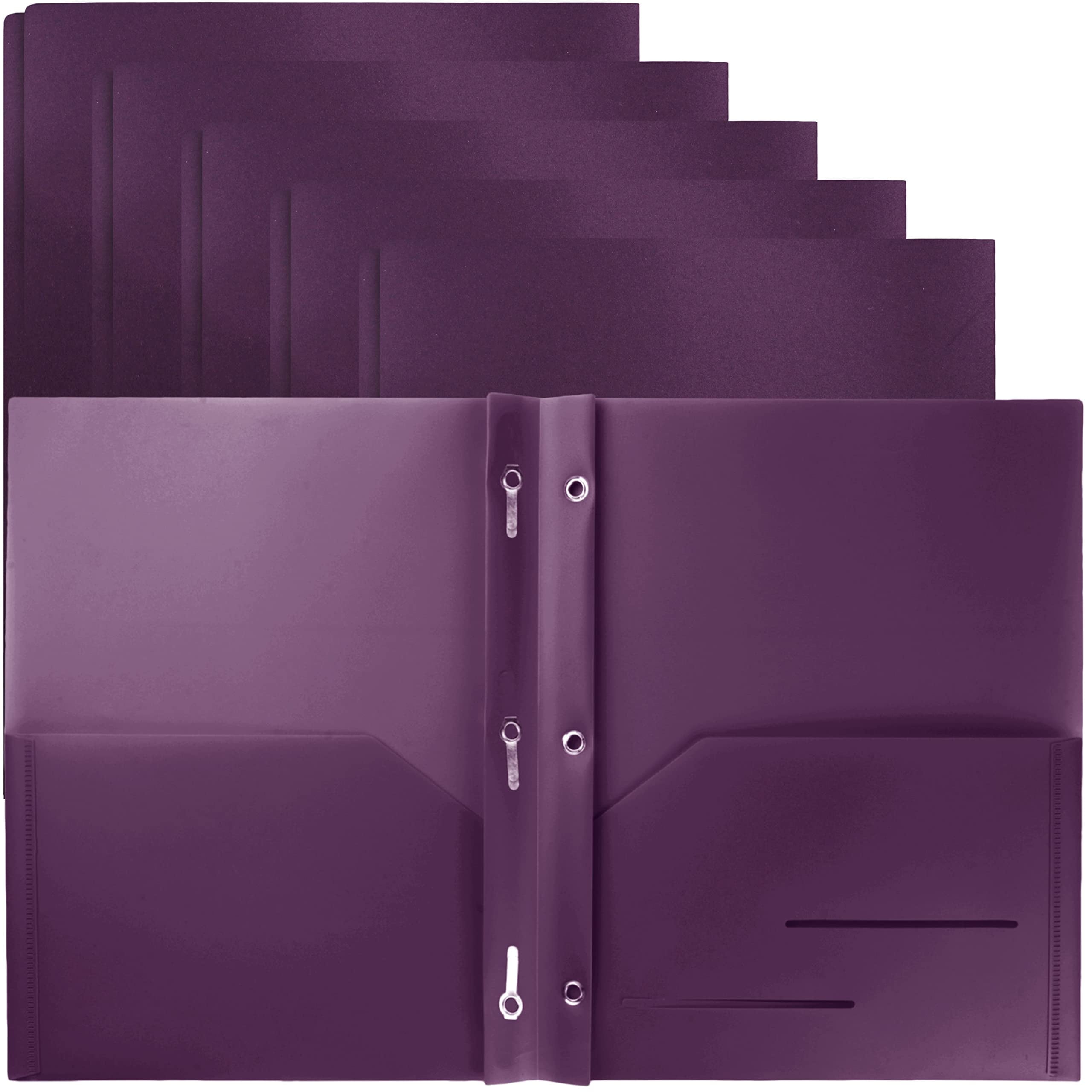 Youngever 6 Pack Heavy Duty Plastic Two Pocket Folders with 3 Prongs ...