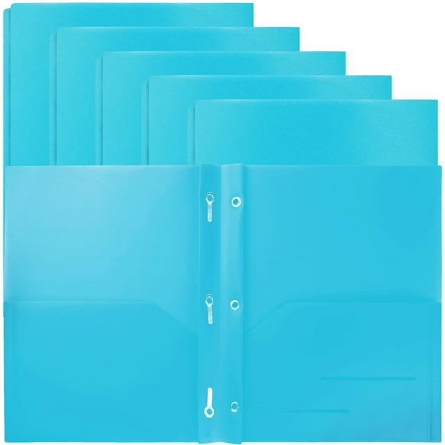 Youngever 6 Pack Heavy Duty Plastic Two Pocket Folders with 3 Prongs ...
