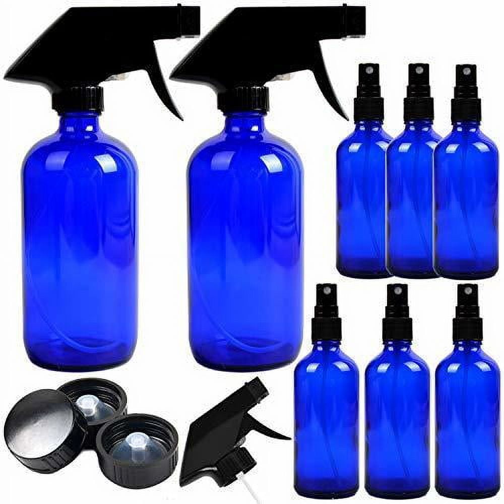 Youngever 8 Pack Empty Cobalt Blue Glass Spray Bottles, 2 Pack 8oz and ...