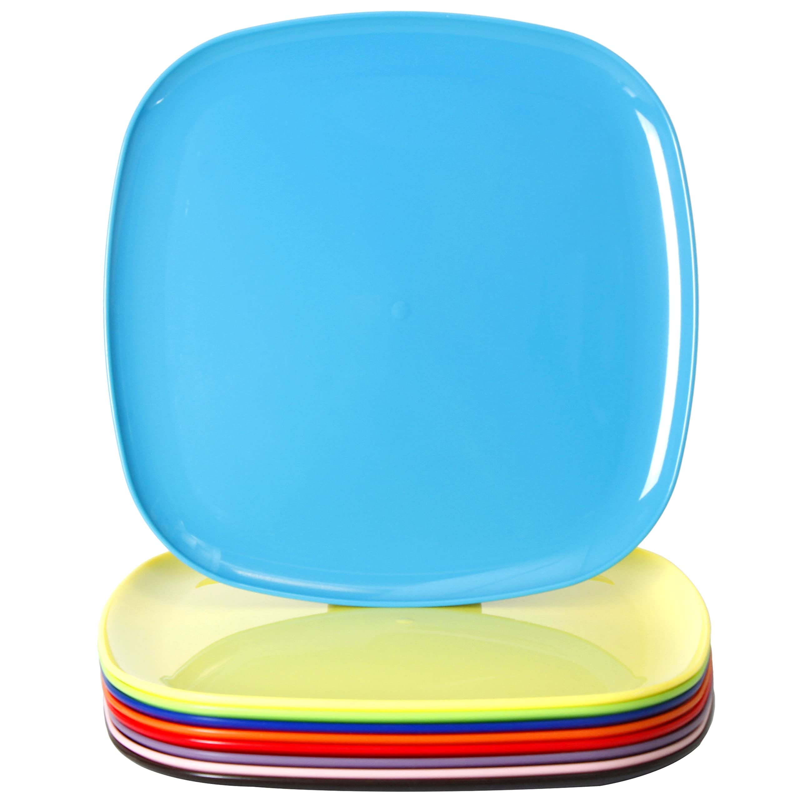 Youngever 9 Pack 10 Inch Plastic Plates, Large Square Plates, Dinner ...