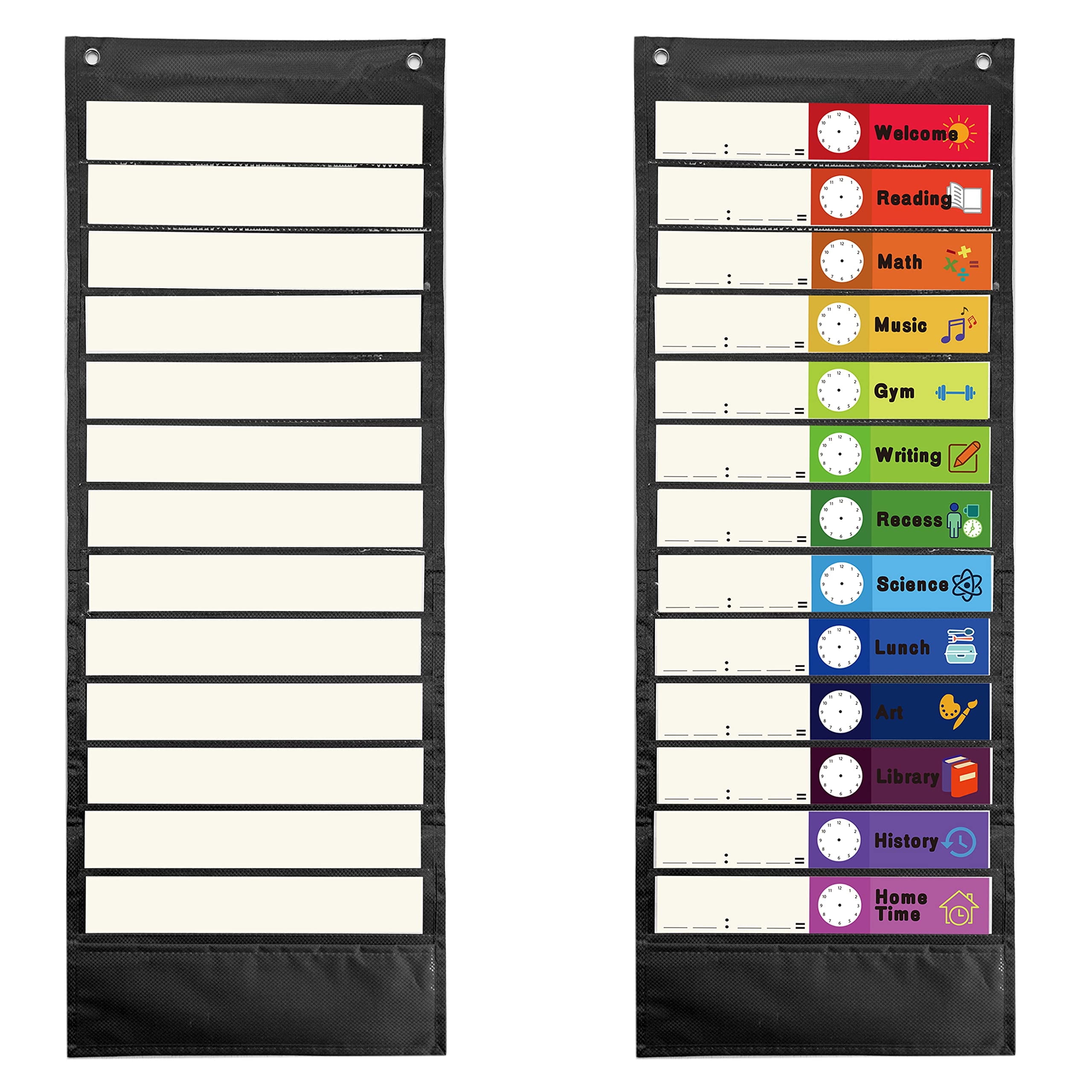 Youngever Classroom Pocket Chart,13+1 Pocket, Daily Schedule Pocket ...