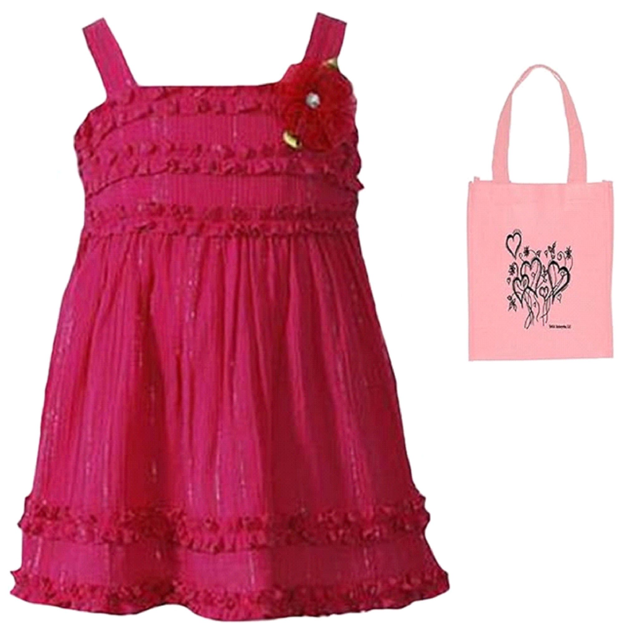 Youngland Infant Baby Girl's Raspberry Gauze Sundress and Tote (24 ...