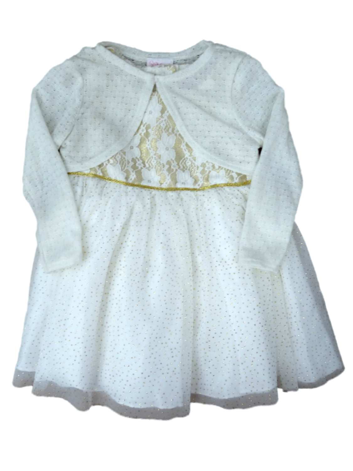Youngland Infant & Toddler Girls Ivory Lacy Party Dress & Caplet 2 PC ...